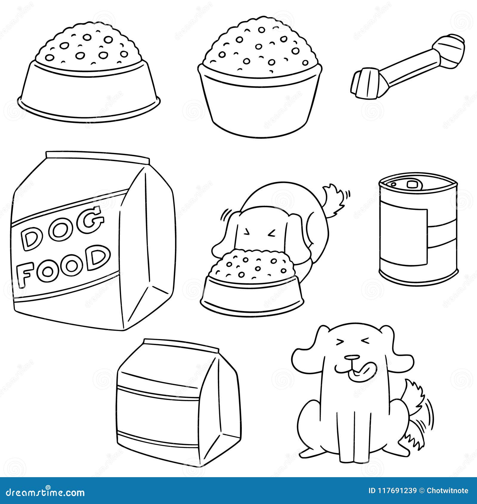 Sistema Del Vector De Comida De Perro Ilustración del Vector ...