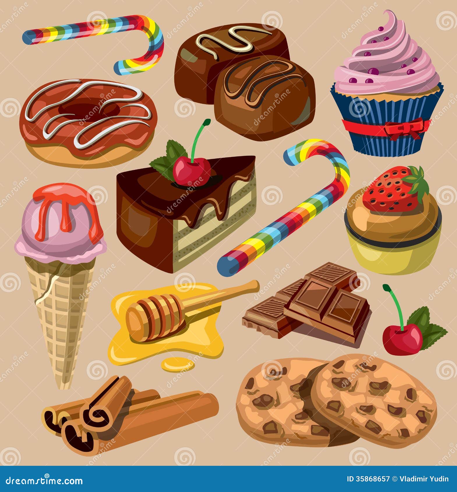 Sistema Del Vector De Dulces Ilustración del Vector - Ilustración de ...