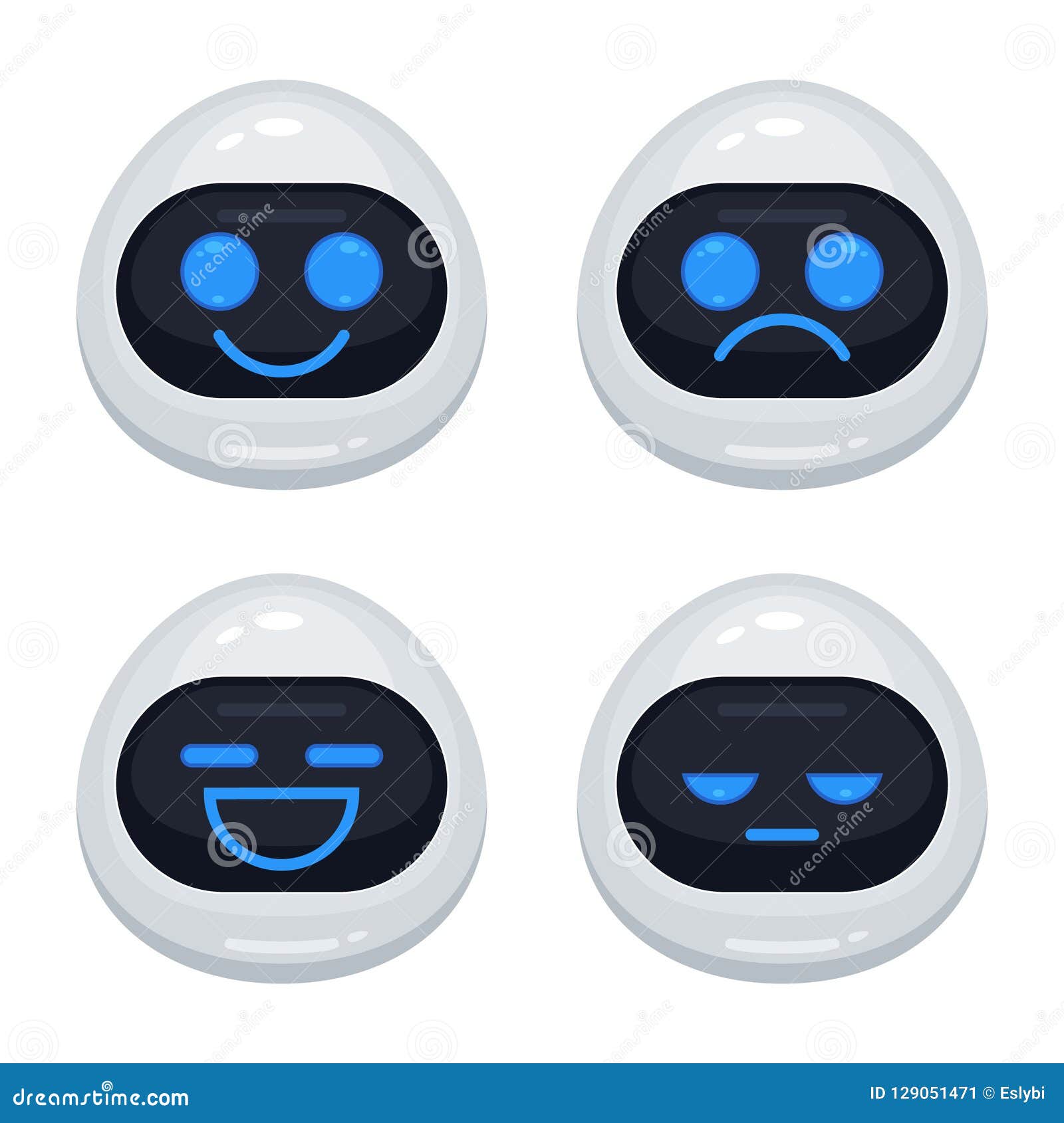 Sistema Del Vector De Emoticons Del Robot Ilustración del Vector - Ilustración de emoticonos ...