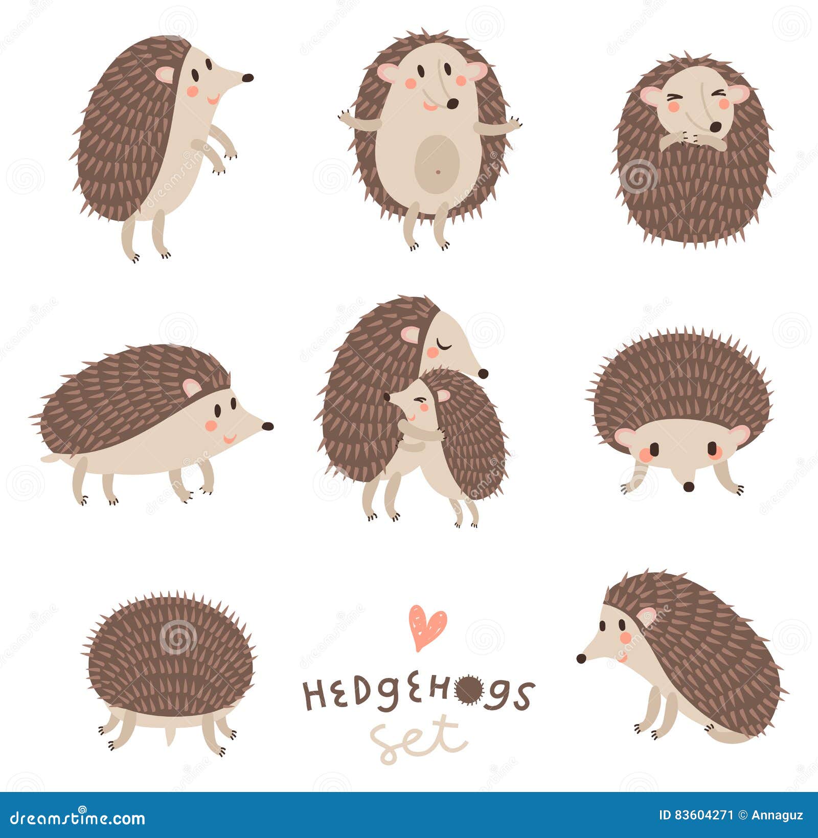 Sistema Del Vector De Erizos Lindos Ilustración del Vector ...