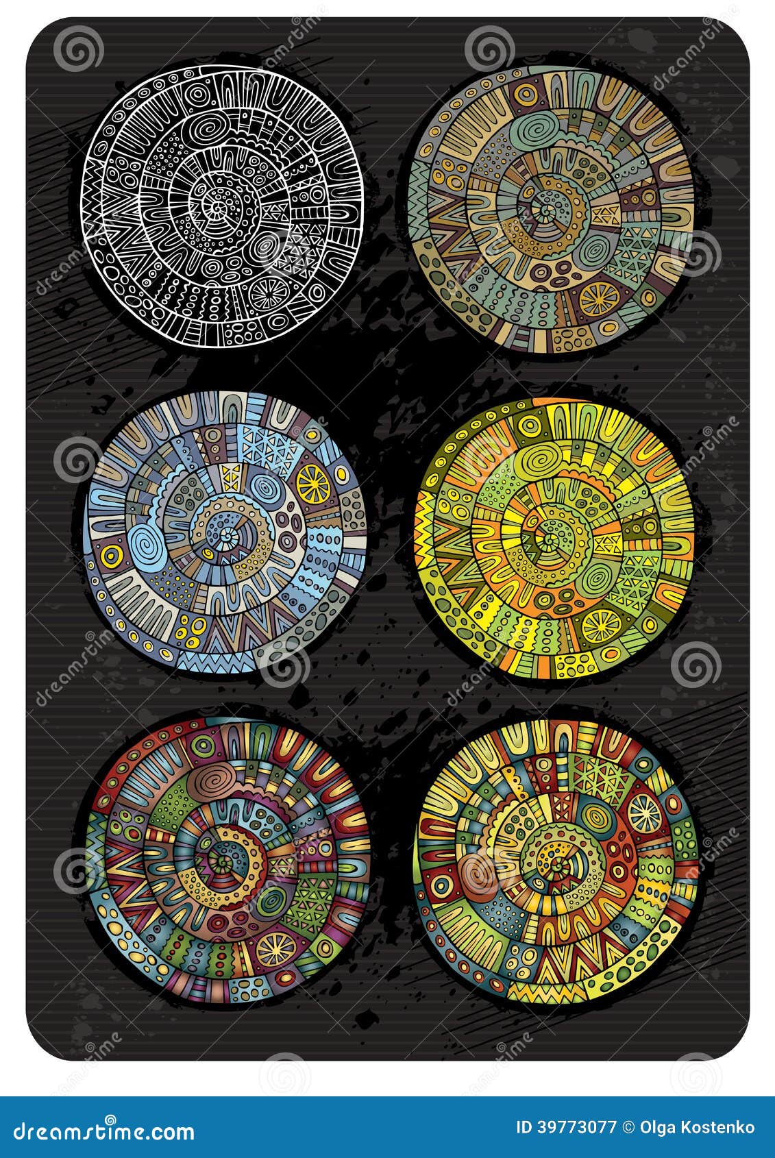 Sistema Del Vector De Fondos Redondos Abstractos Ilustración del Vector ...