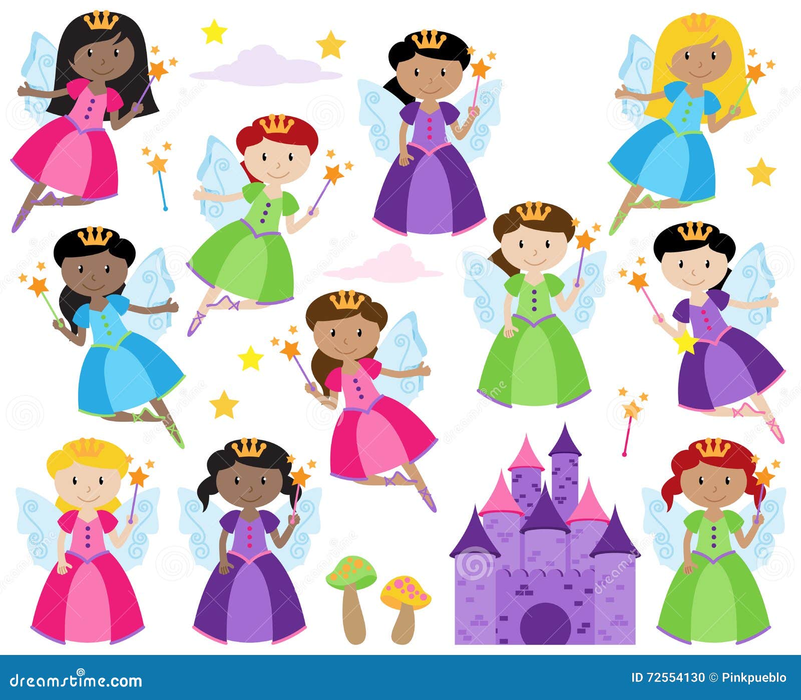 Sistema Del Vector De Hadas Lindas Ilustración del Vector - Ilustración ...