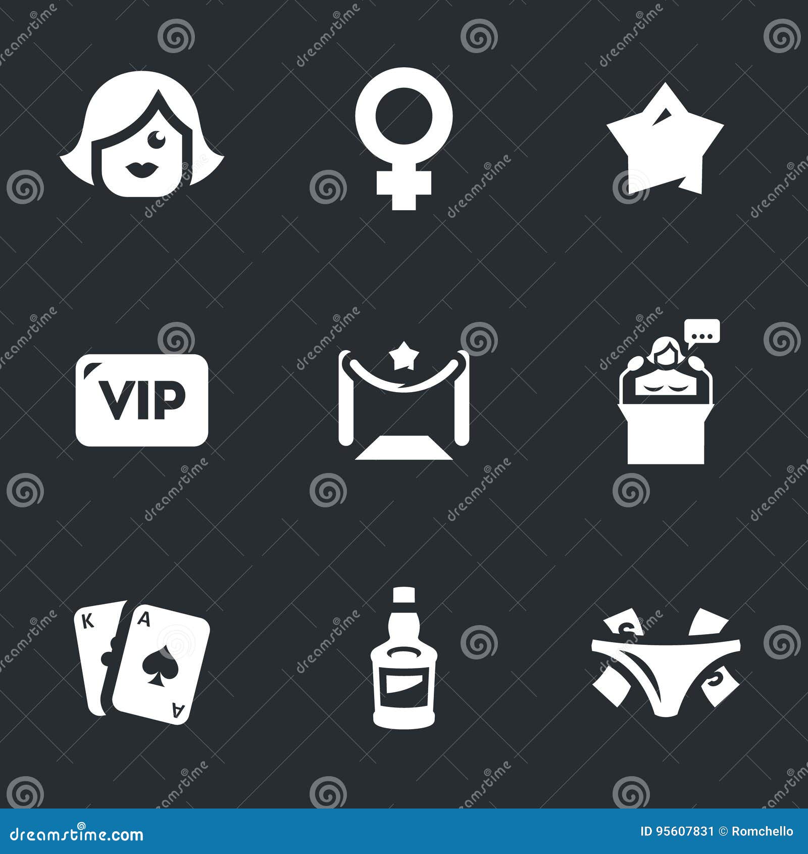 Sistema Del Vector De Iconos Del Club De La Mujer Ilustración Del