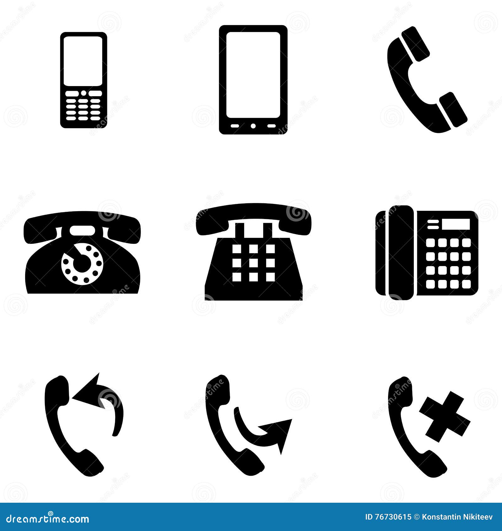 Sistema Del Vector De Iconos Del Teléfono Ilustración del Vector ...