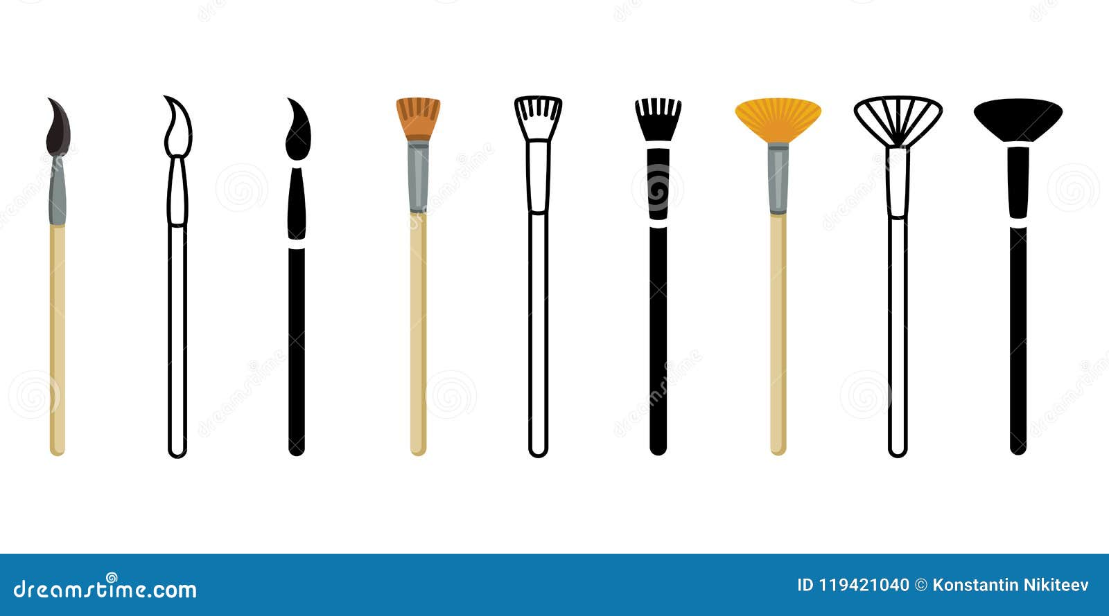 Sistema Del Vector De Iconos De La Brocha Ilustración del Vector ...