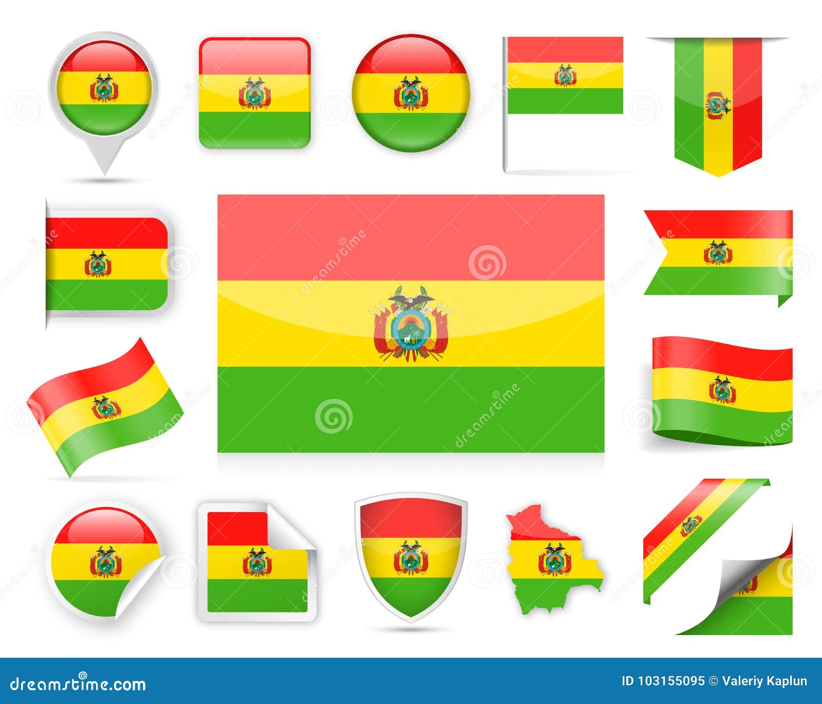 Sistema Del Vector De La Bandera De Bolivia Stock de ilustración ...