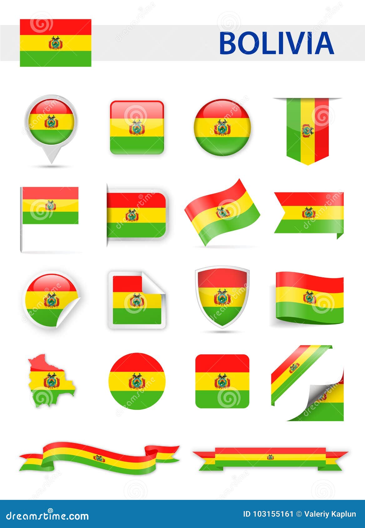 Sistema Del Vector De La Bandera De Bolivia Stock de ilustración ...