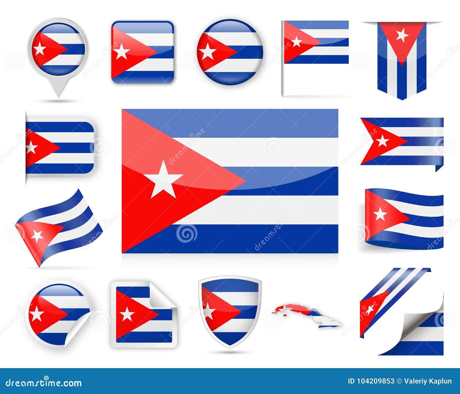 Sistema Del Vector De La Bandera De Cuba Stock de ilustración ...