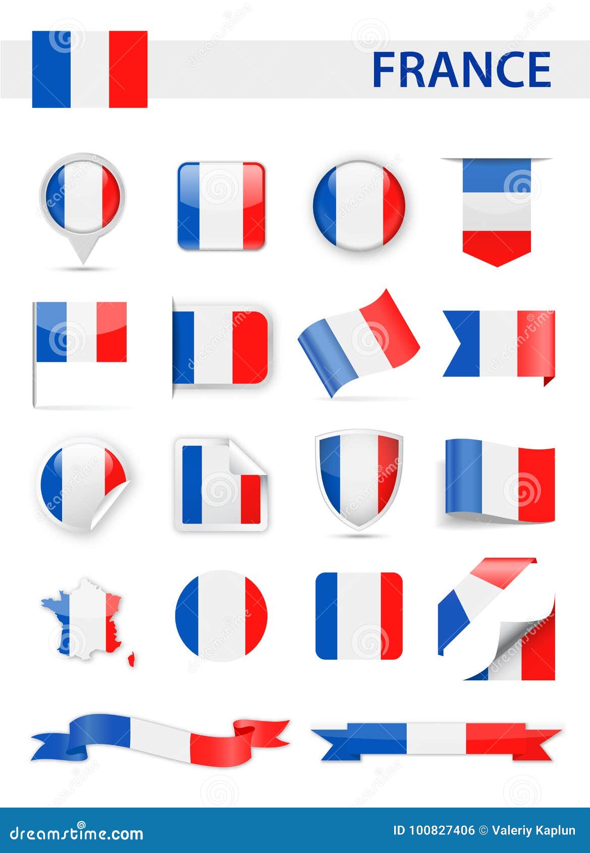 Sistema Del Vector De La Bandera De Francia Stock de ilustración ...