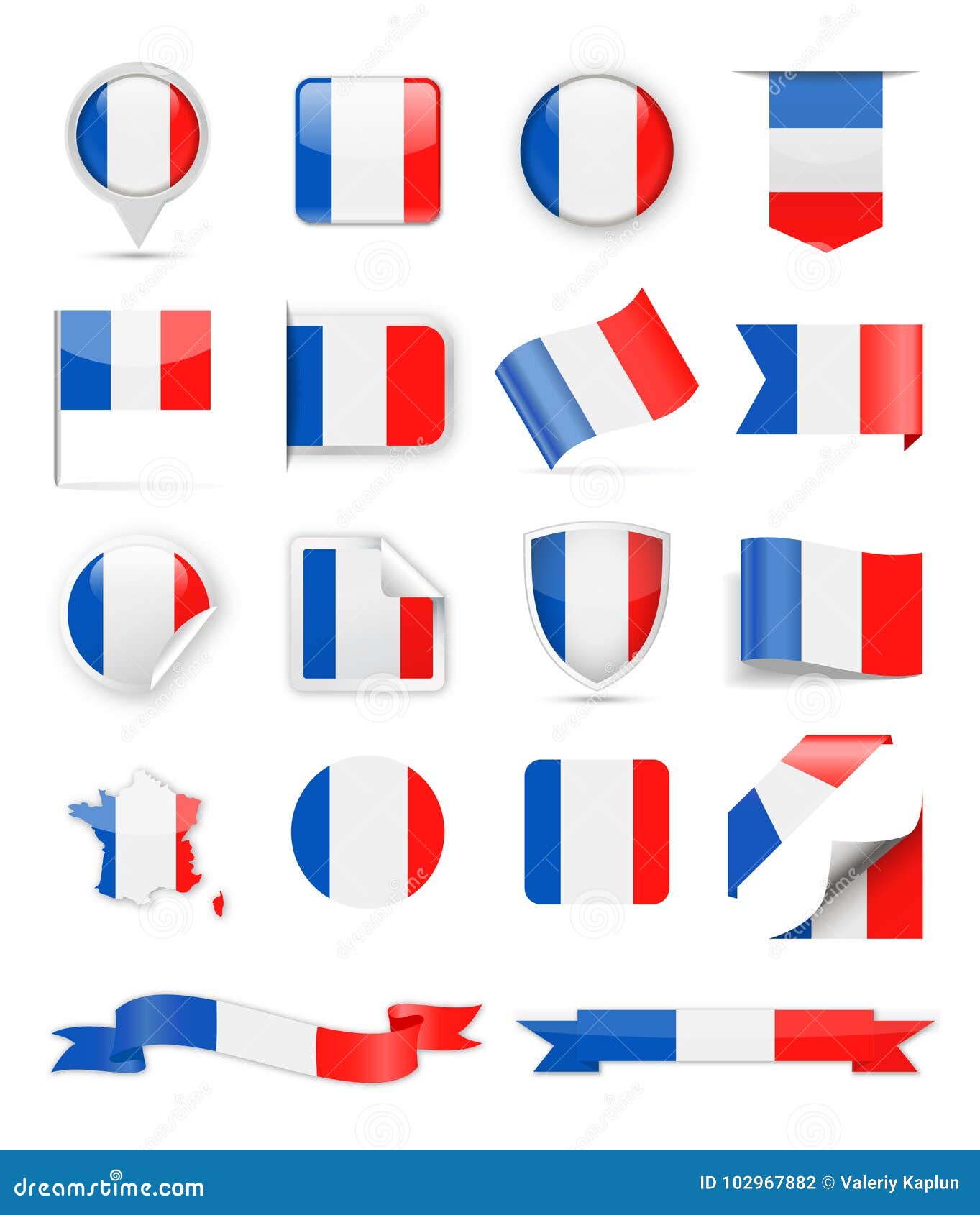 Sistema Del Vector De La Bandera De Francia Stock de ilustración ...