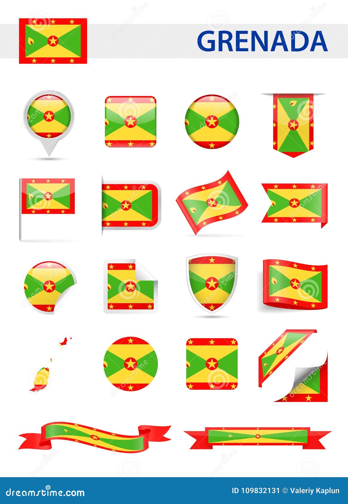 Sistema Del Vector De La Bandera De Grenada Stock de ilustración ...