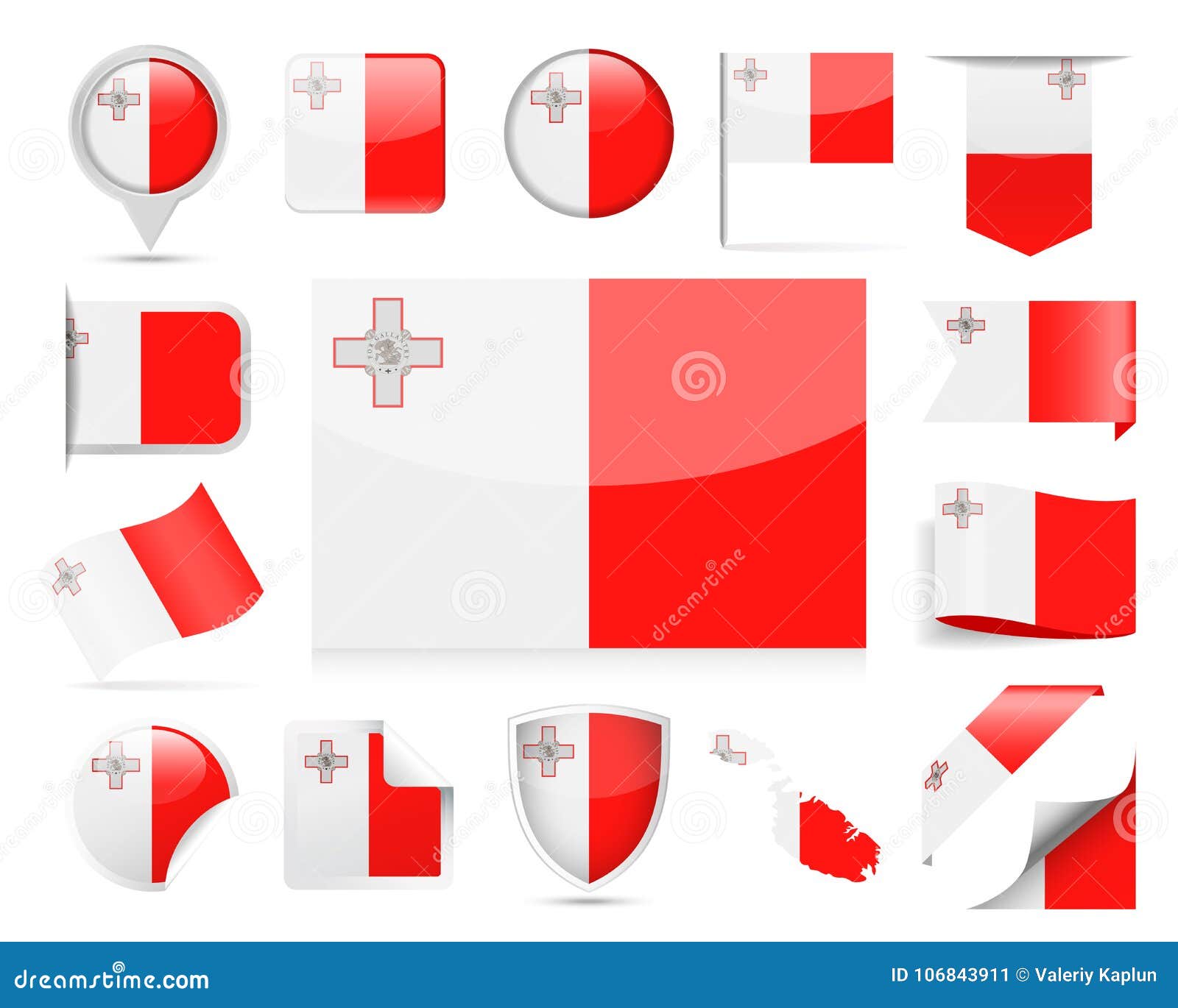 Sistema Del Vector De La Bandera De Malta Stock de ilustración ...