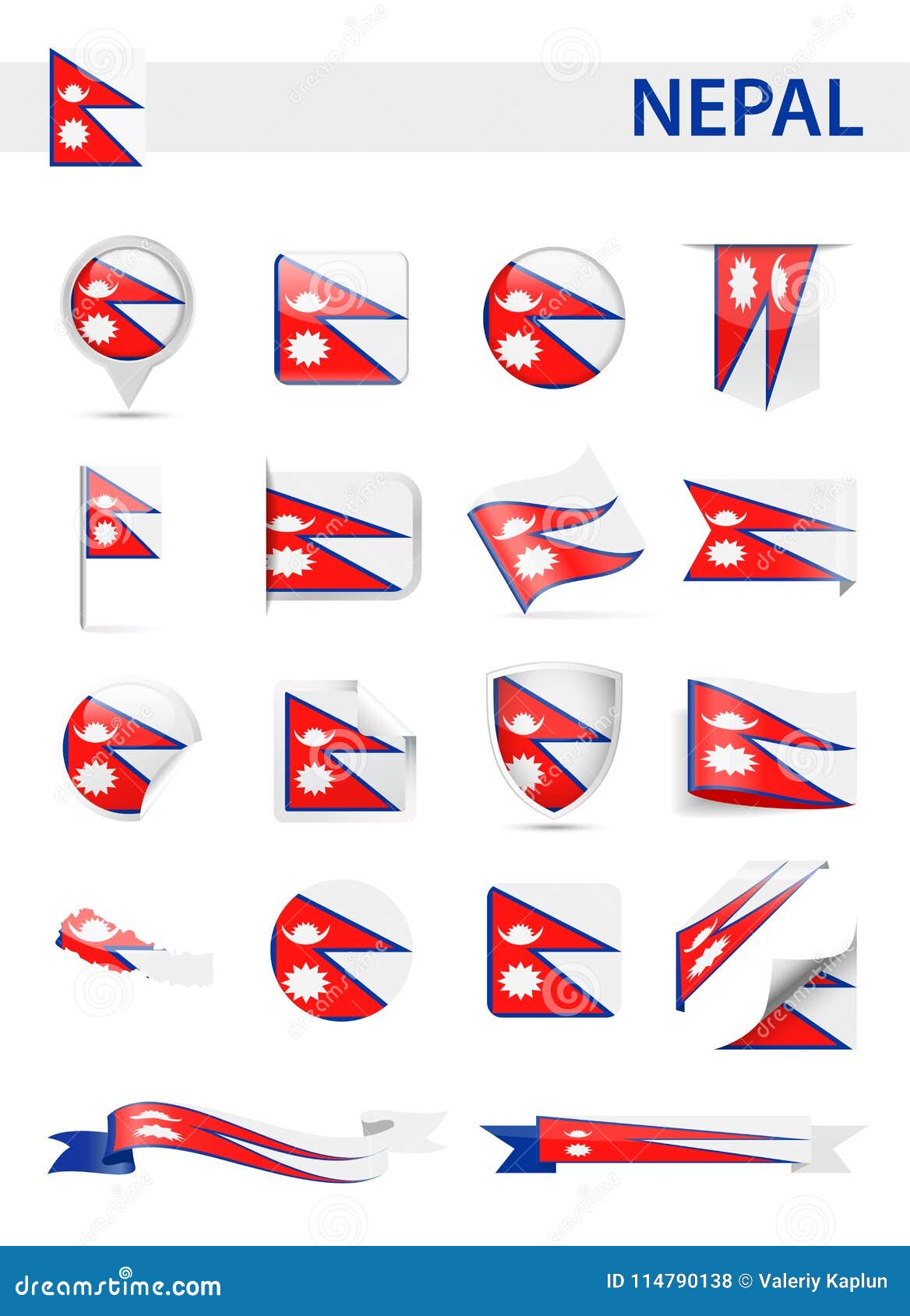 Sistema Del Vector De La Bandera De Nepal Stock de ilustración ...