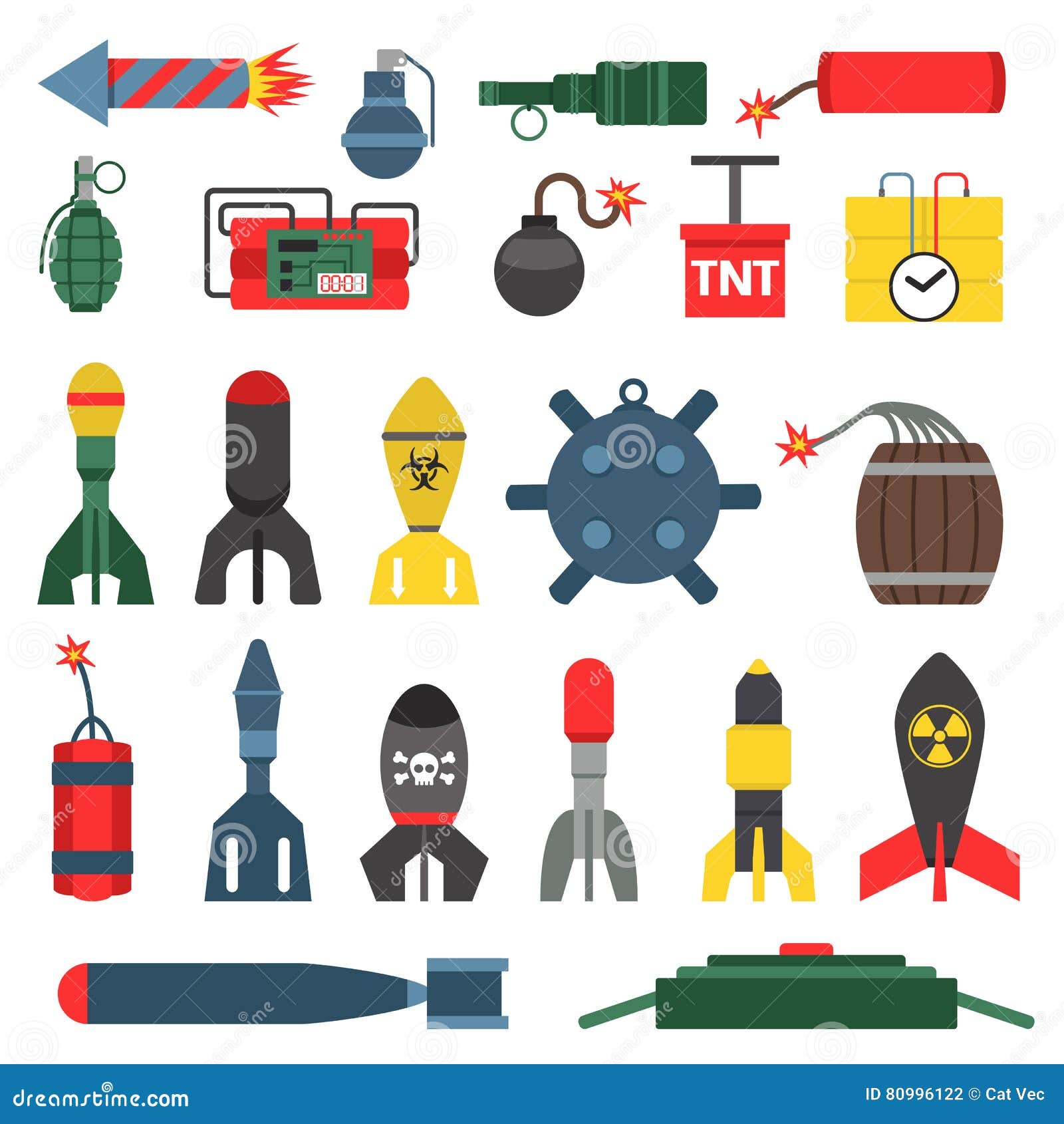 Sistema Del Vector De La Bomba Y De Los Cohetes Ilustración del Vector ...