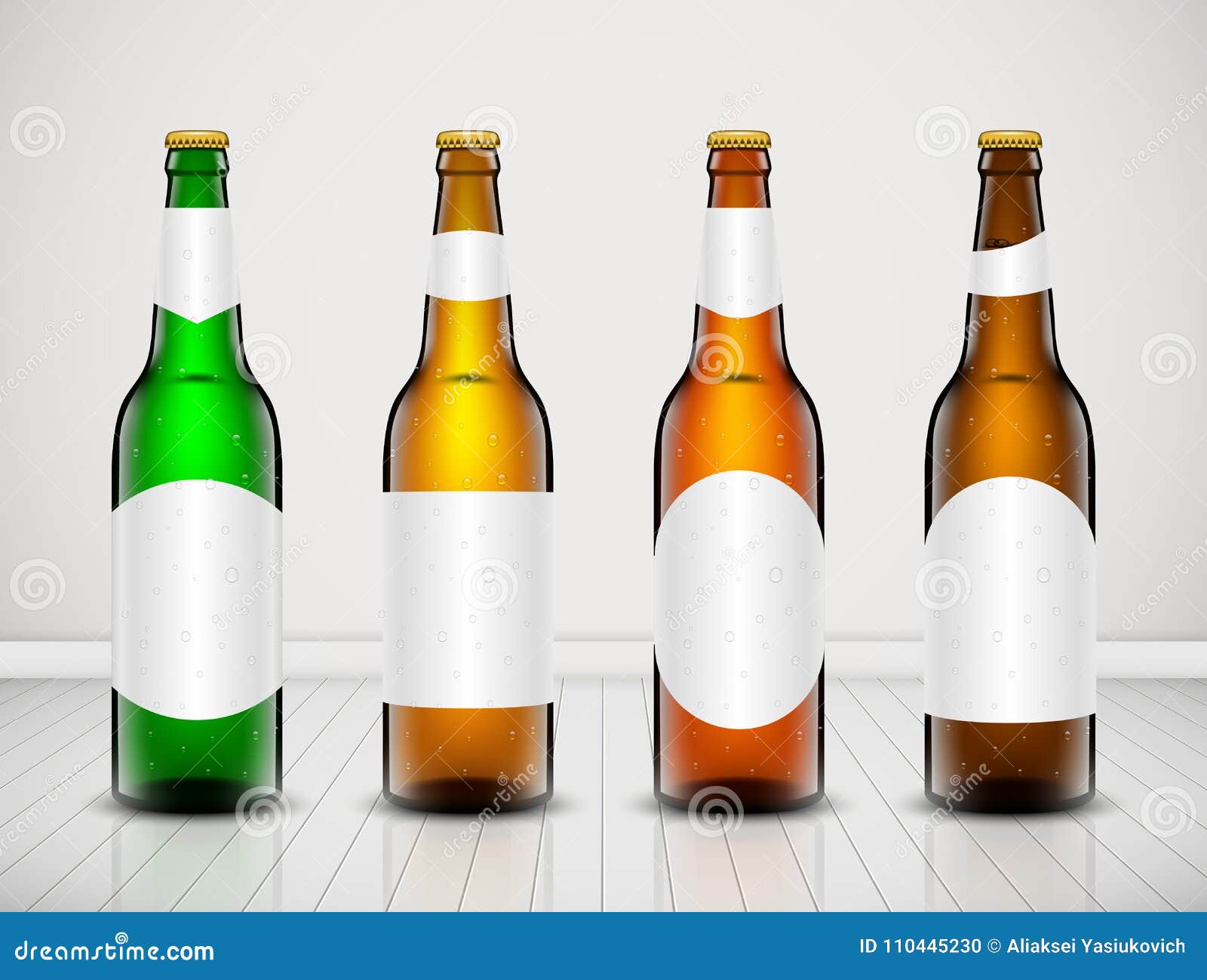 Sistema Del Vector De La Botella De Cerveza Ilustración del Vector ...