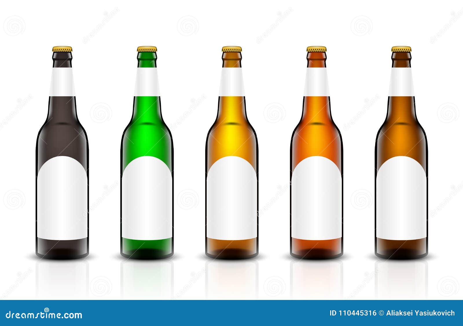 Sistema Del Vector De La Botella De Cerveza Ilustración del Vector ...