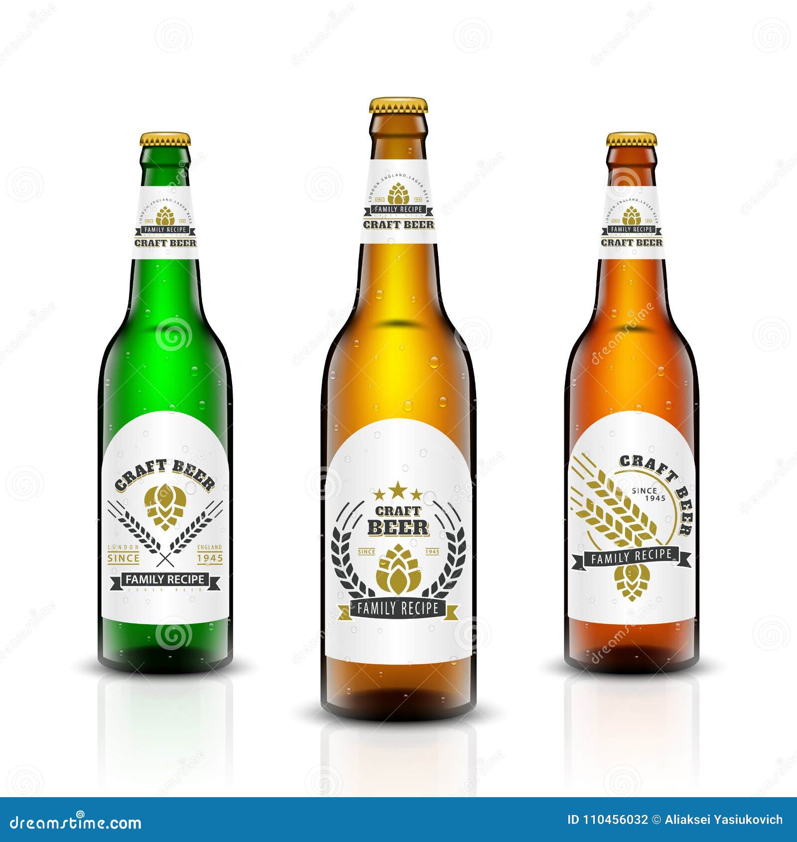 Sistema Del Vector De La Botella De Cerveza Ilustración del Vector ...