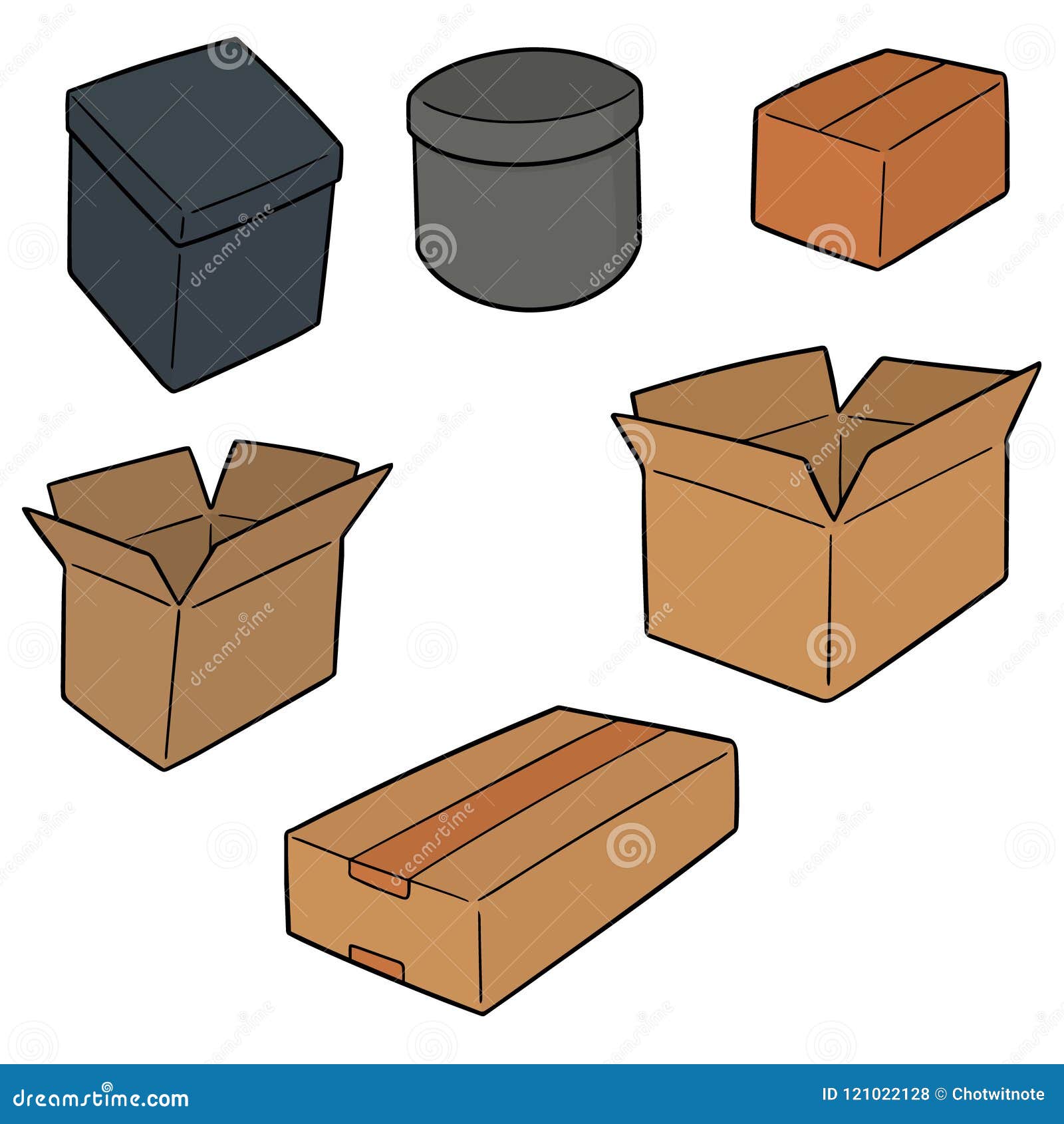 Sistema Del Vector De La Caja Ilustración del Vector - Ilustración de ...