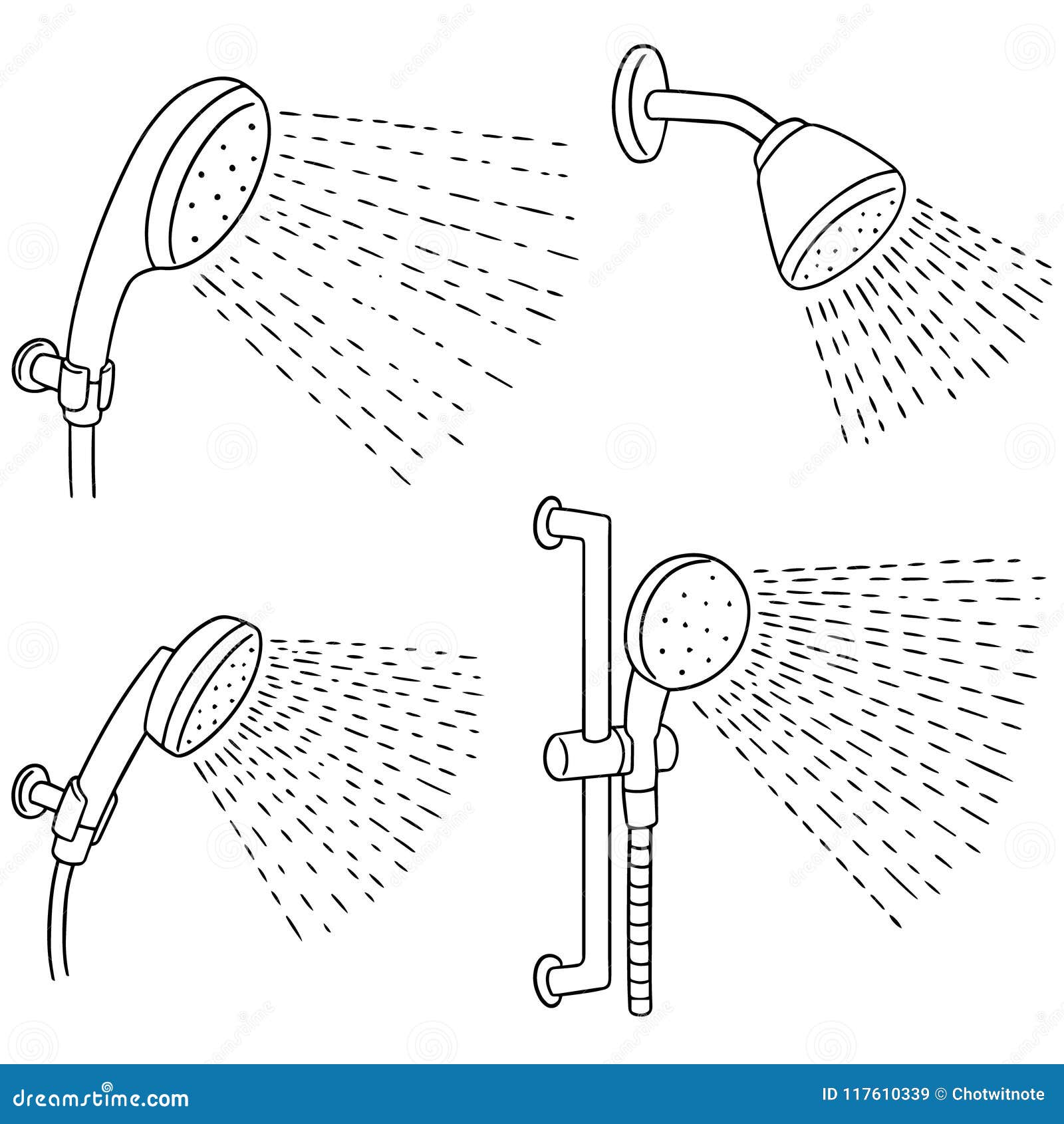 Sistema Del Vector De La Ducha Ilustración del Vector - Ilustración de ...