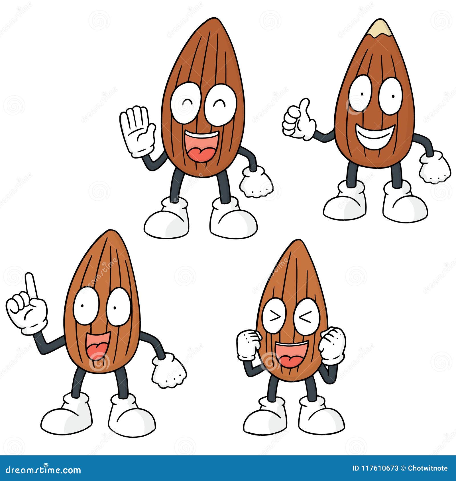 Sistema Del Vector De La Historieta De La Almendra Ilustración del ...