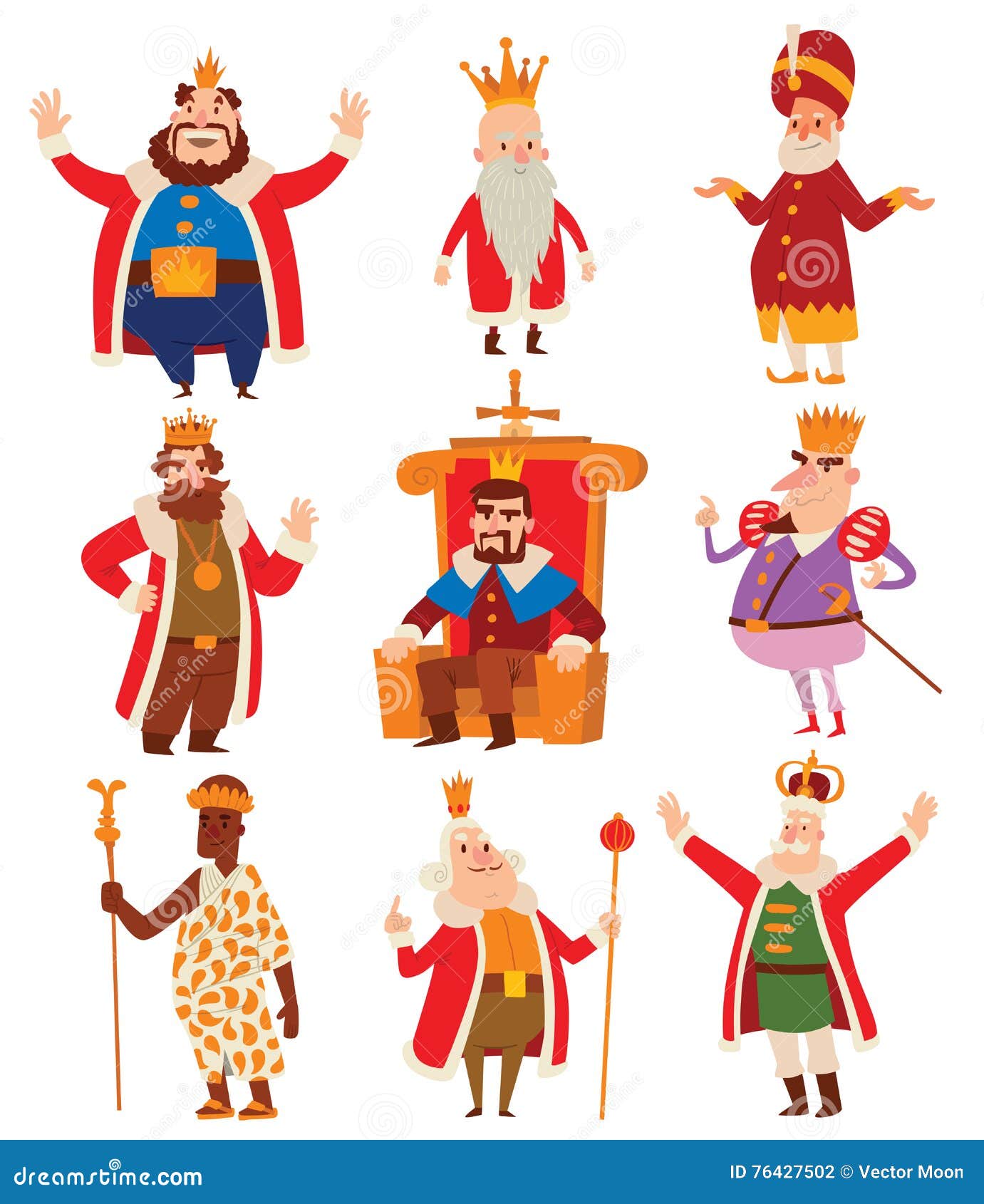 Sistema Del Vector De La Historieta De Los Reyes Ilustración del Vector ...