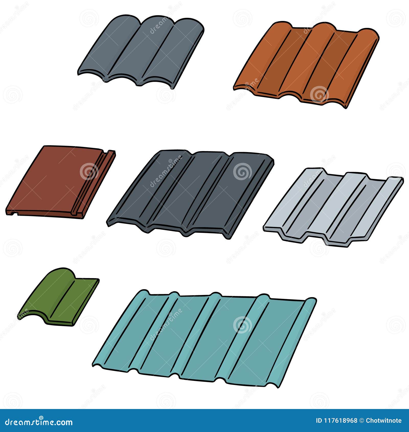 Sistema Del Vector De La Teja De Tejado Ilustración del Vector ...