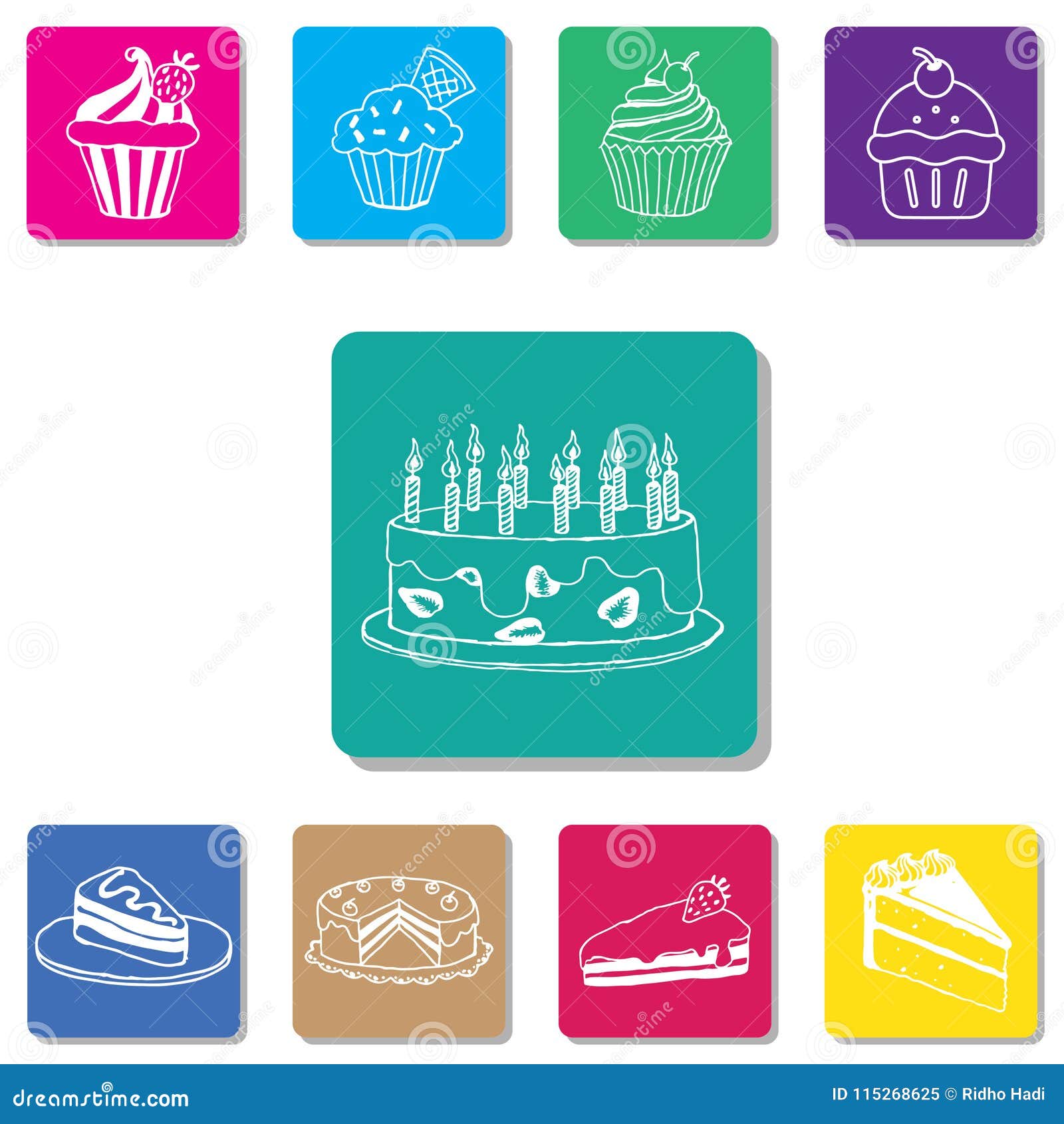 Sistema Del Vector De La Torta De Iconos Simples Modernos Ilustración ...