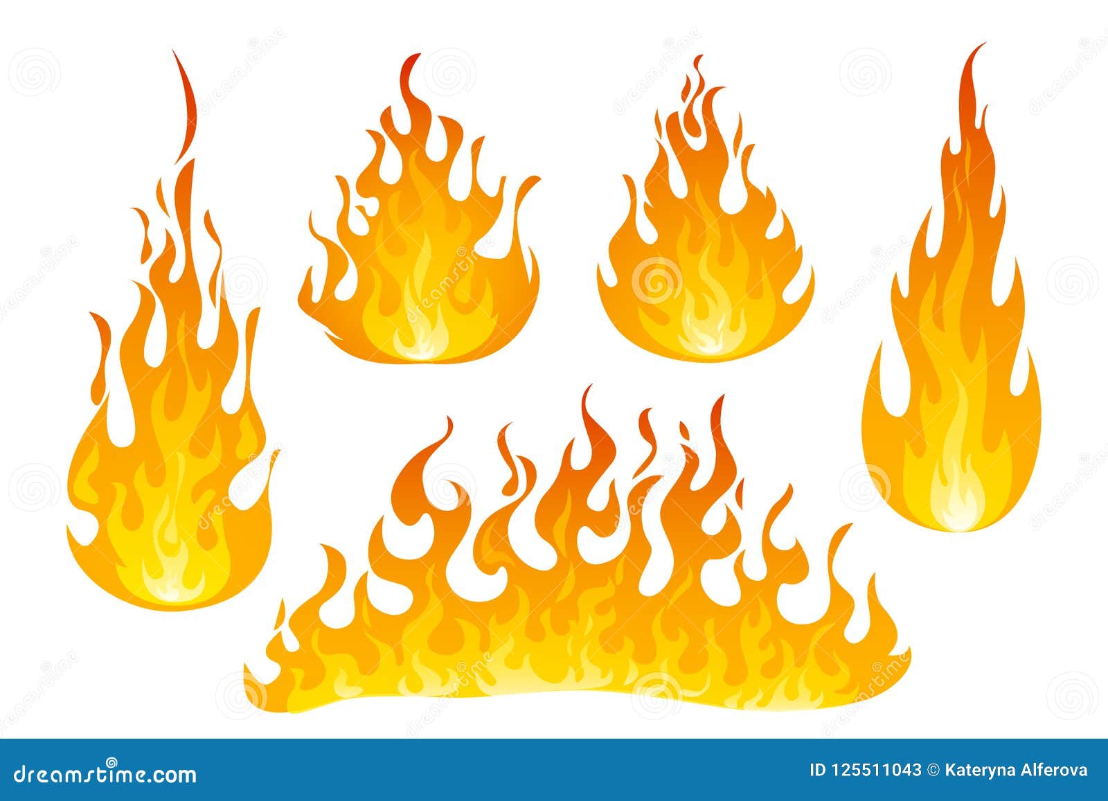 Sistema Del Vector De Las Llamas Del Fuego Ilustración Del Vector