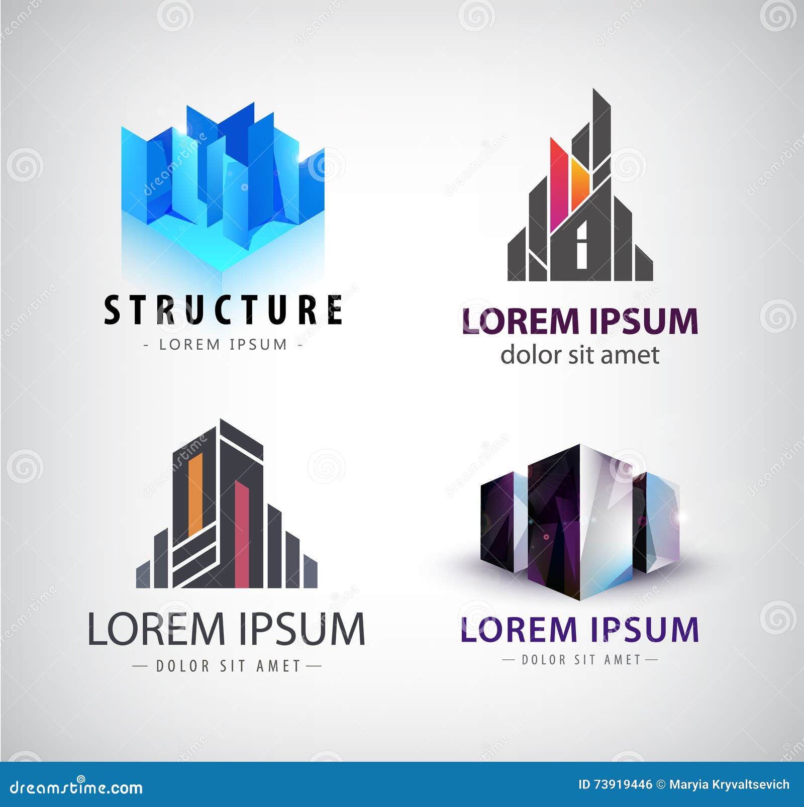 Sistema Del Vector De Logotipos Del Edificio 3d Estructura, Casa ...