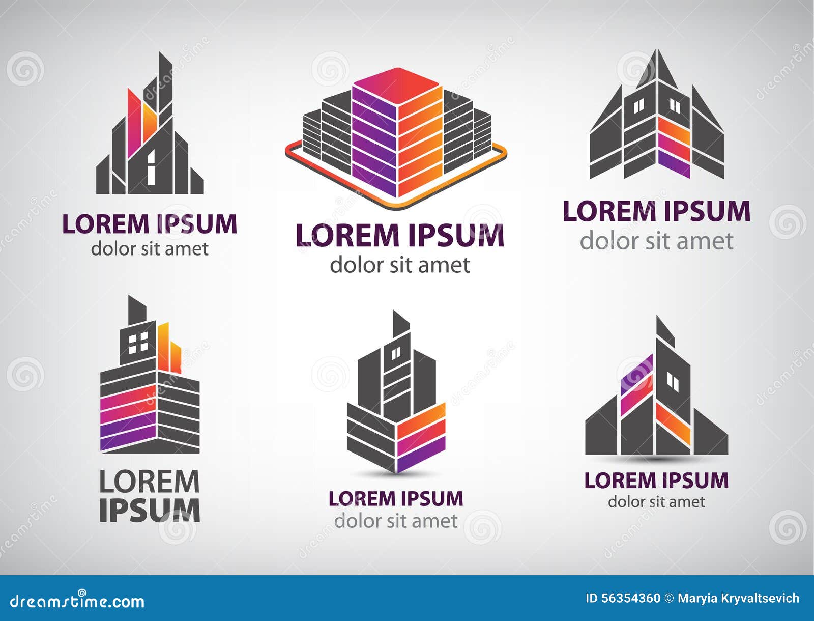 Sistema Del Vector De Los Edificios Coloridos, Logotipos De Las Casas Ilustración del Vector ...