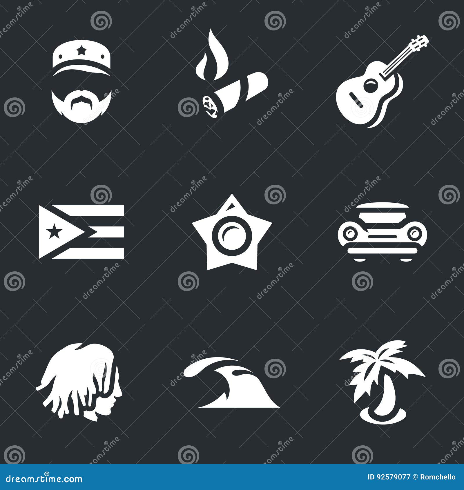 Sistema Del Vector De Los Iconos De Cuba Ilustración del Vector ...