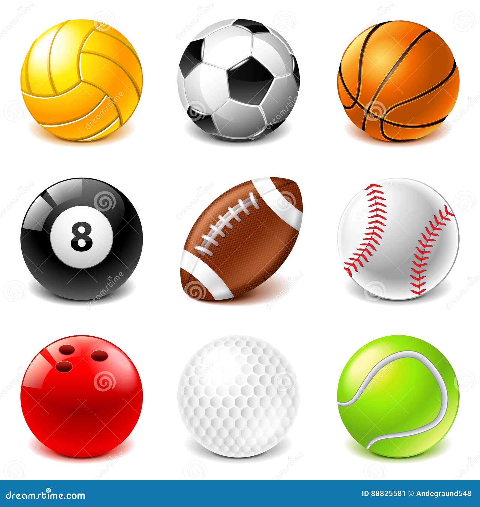 Sistema Del Vector De Los Iconos De Las Bolas Del Deporte Ilustración ...