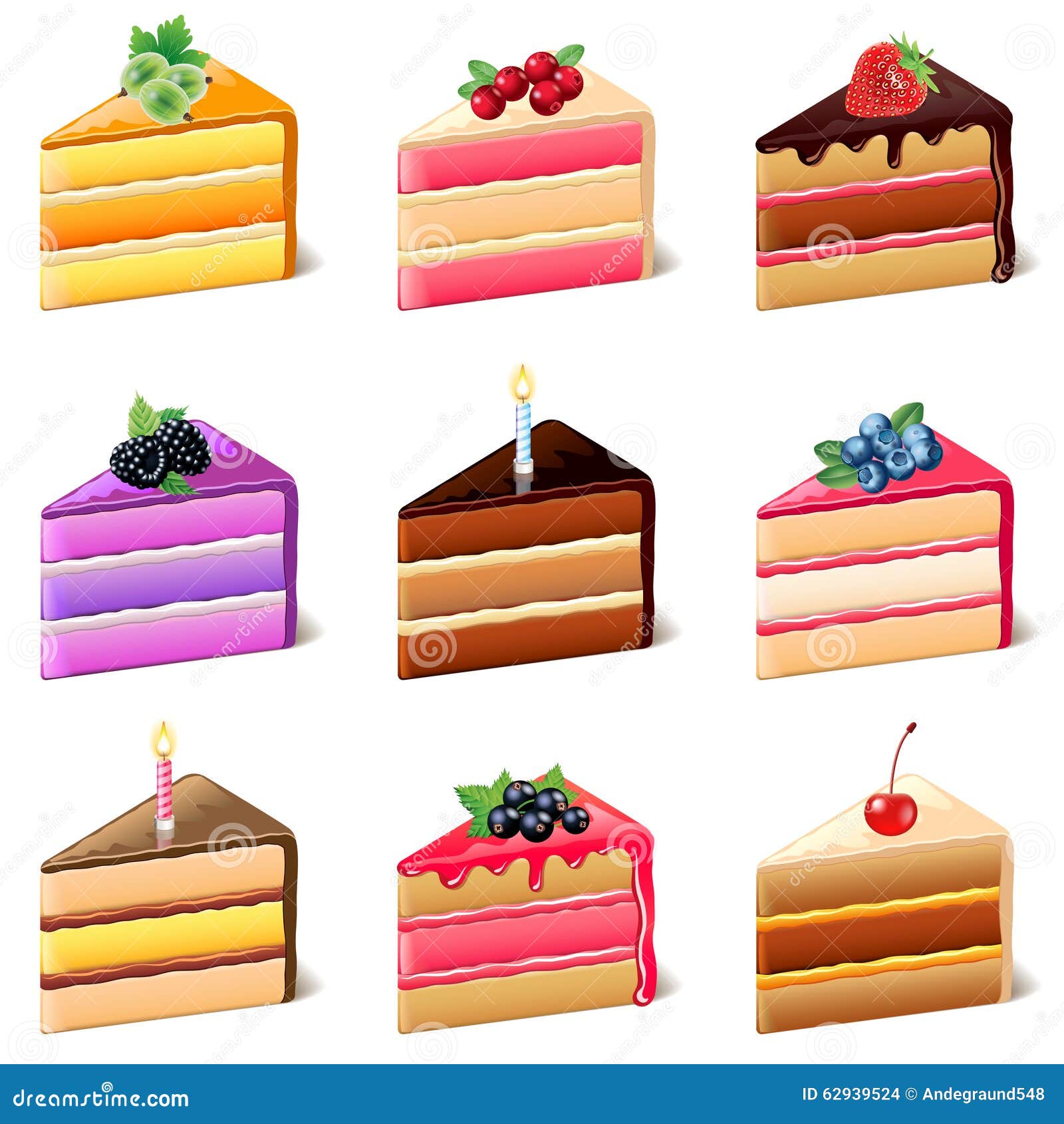 Sistema Del Vector De Los Iconos De Las Tortas Ilustración del Vector ...