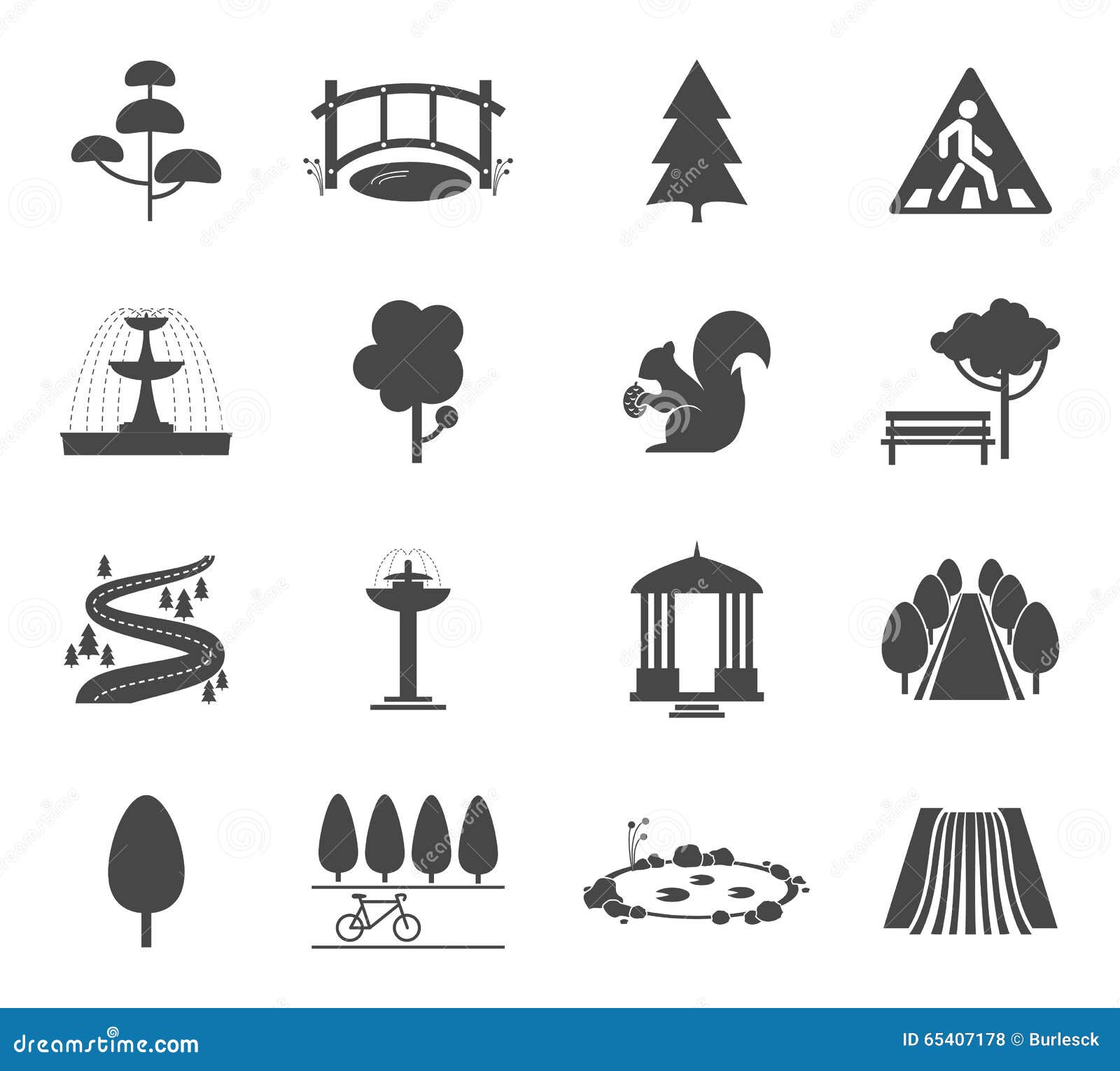 Sistema Del Vector De Los Iconos Del Parque Ilustración del Vector ...