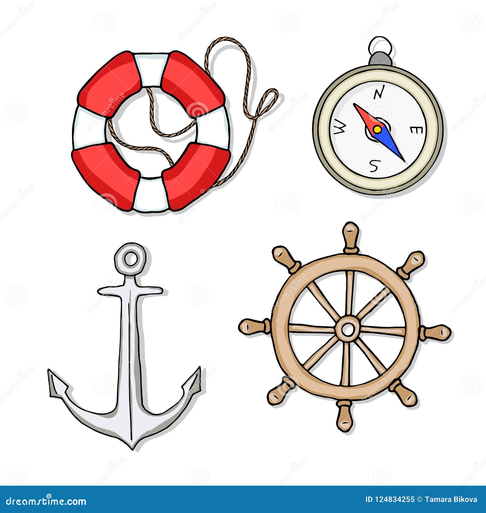 Sistema Del Vector De Objetos Del Mar Ilustración del Vector ...