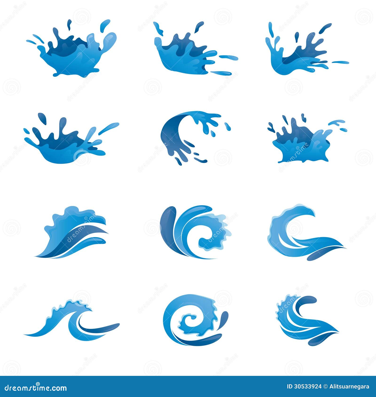 Sistema Del Vector Del Agua Ilustración del Vector - Ilustración de ...