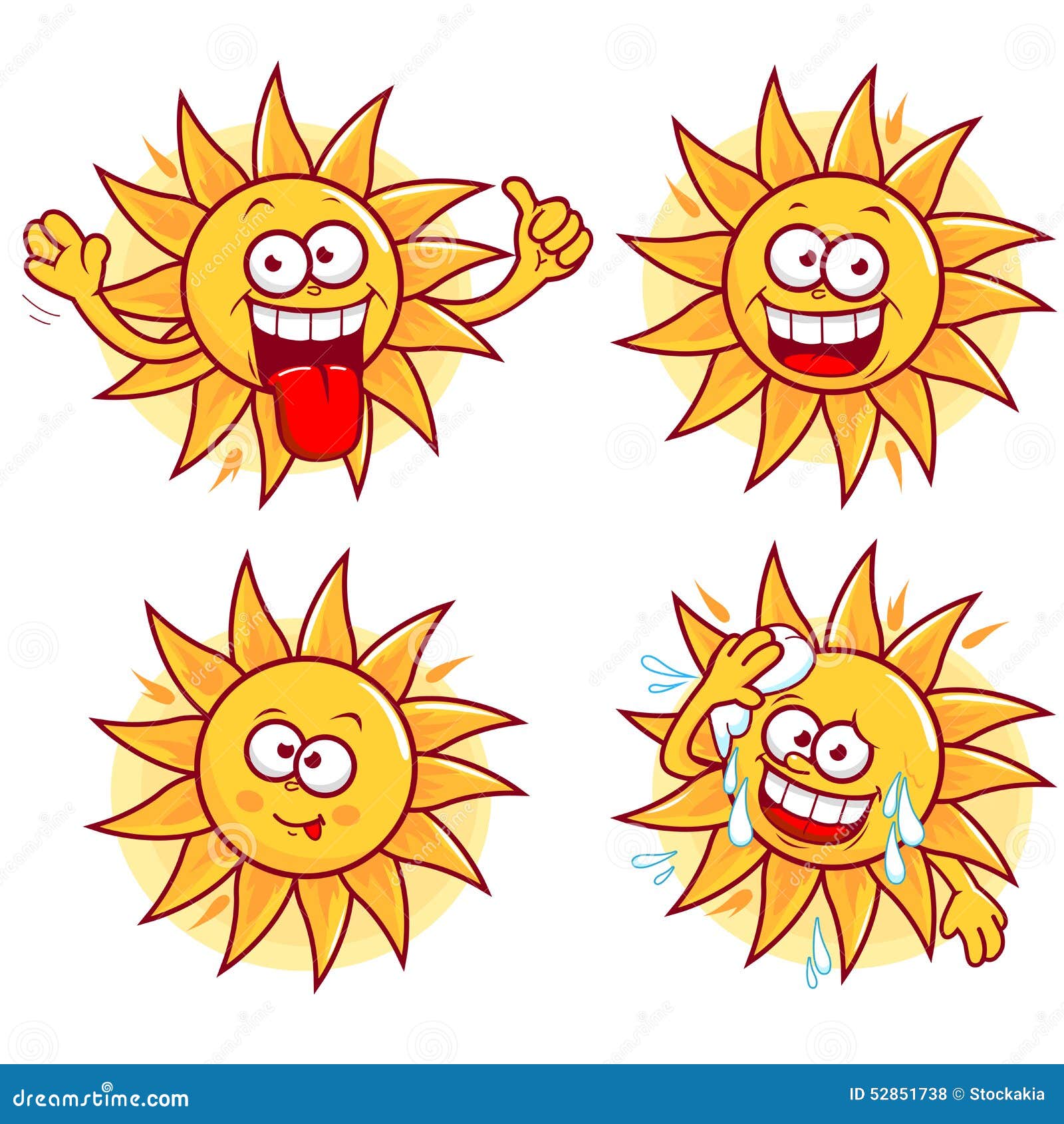 Sistema Del Vector Del Sol De La Historieta Ilustración del Vector ...