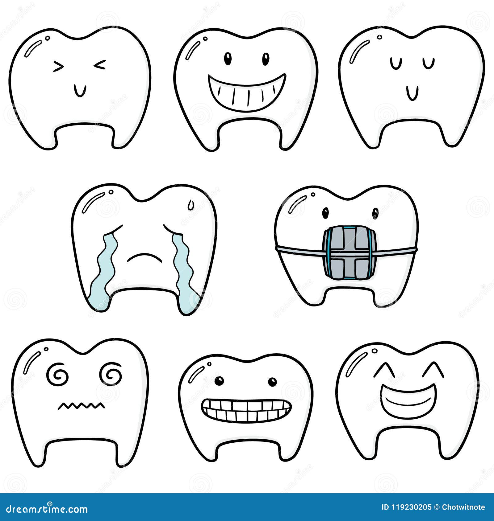 Sistema Del Vector Del Diente Ilustración del Vector - Ilustración de ...