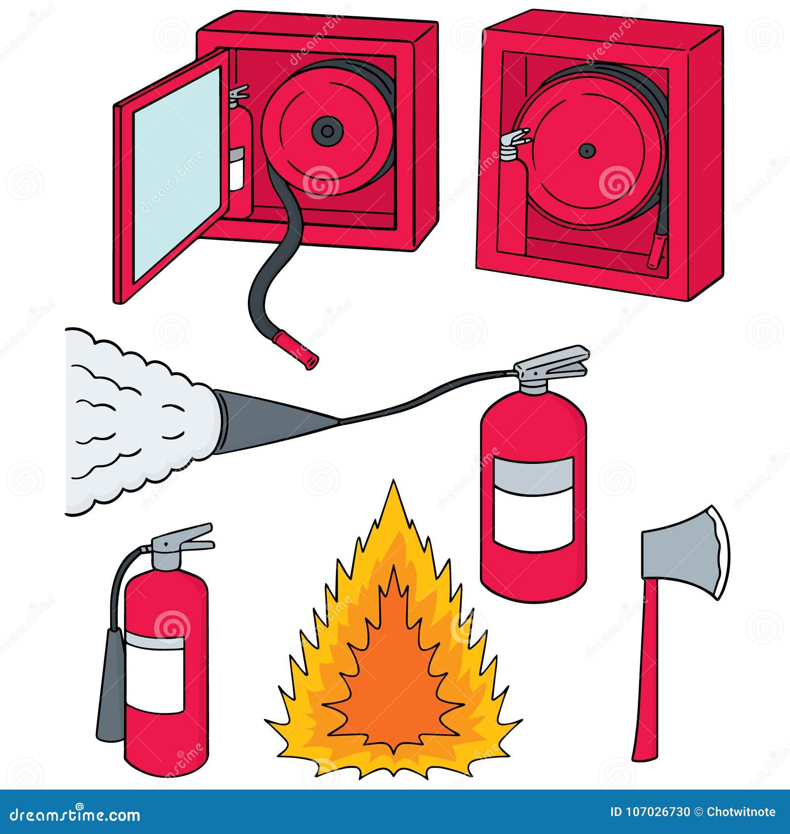 Sistema Del Vector Del Extintor Ilustración del Vector - Ilustración de ...