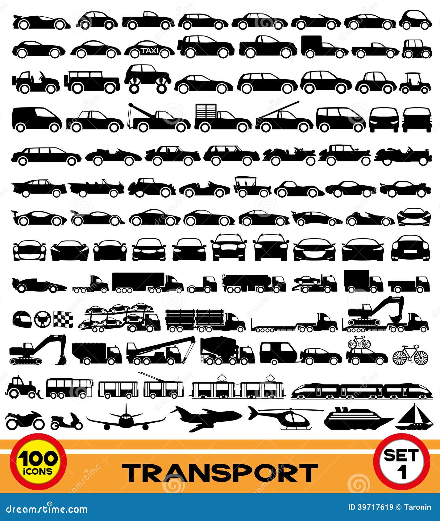 Sistema Del Vector Iconos Del Transporte Ilustración del Vector ...