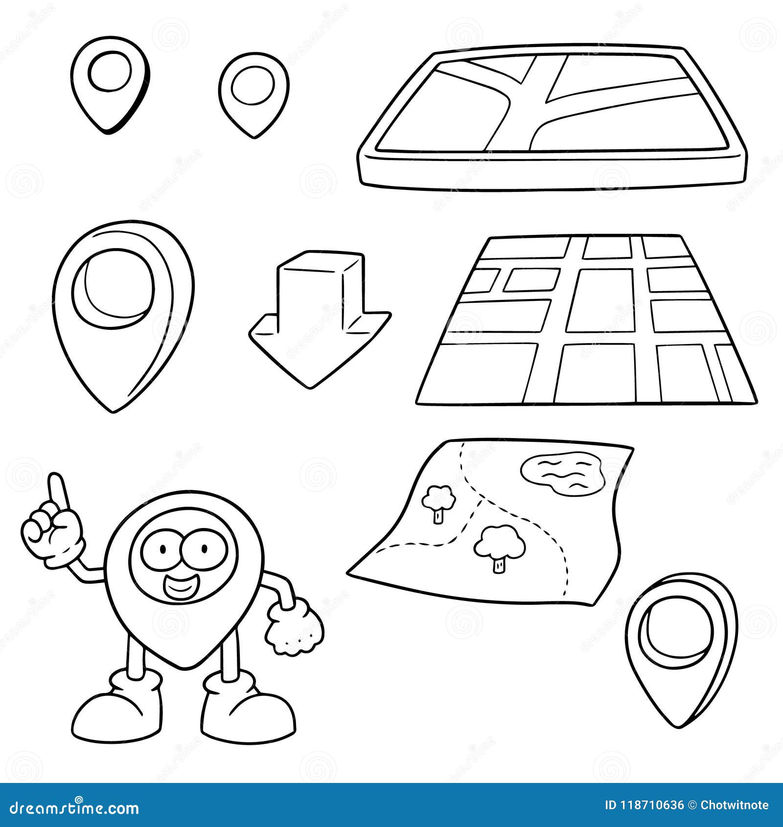 Sistema Del Vector Del Mapa Ilustración del Vector - Ilustración de ...