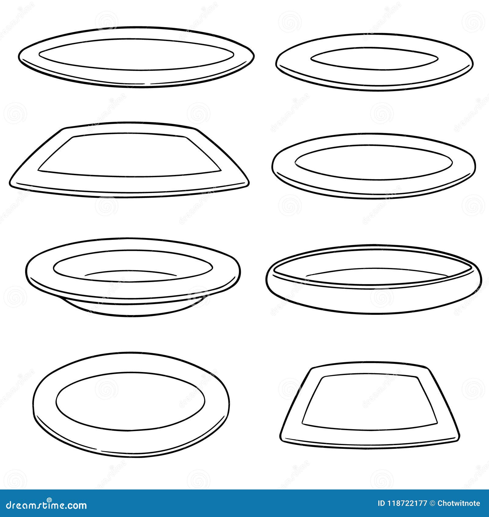 Sistema Del Vector Del Plato Ilustración del Vector - Ilustración de ...
