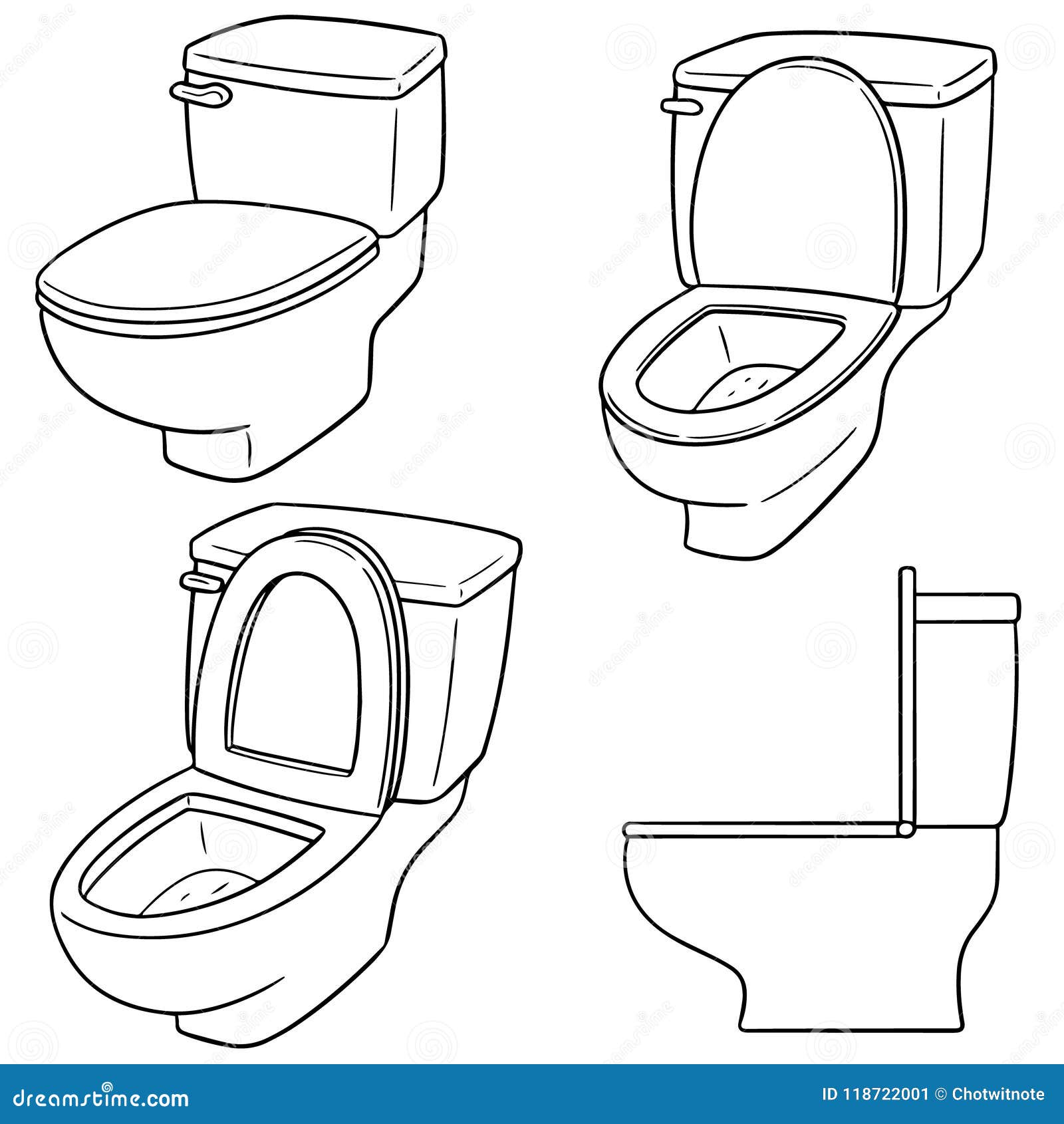 Sistema Del Vector Del Retrete Rasante Ilustración del Vector ...