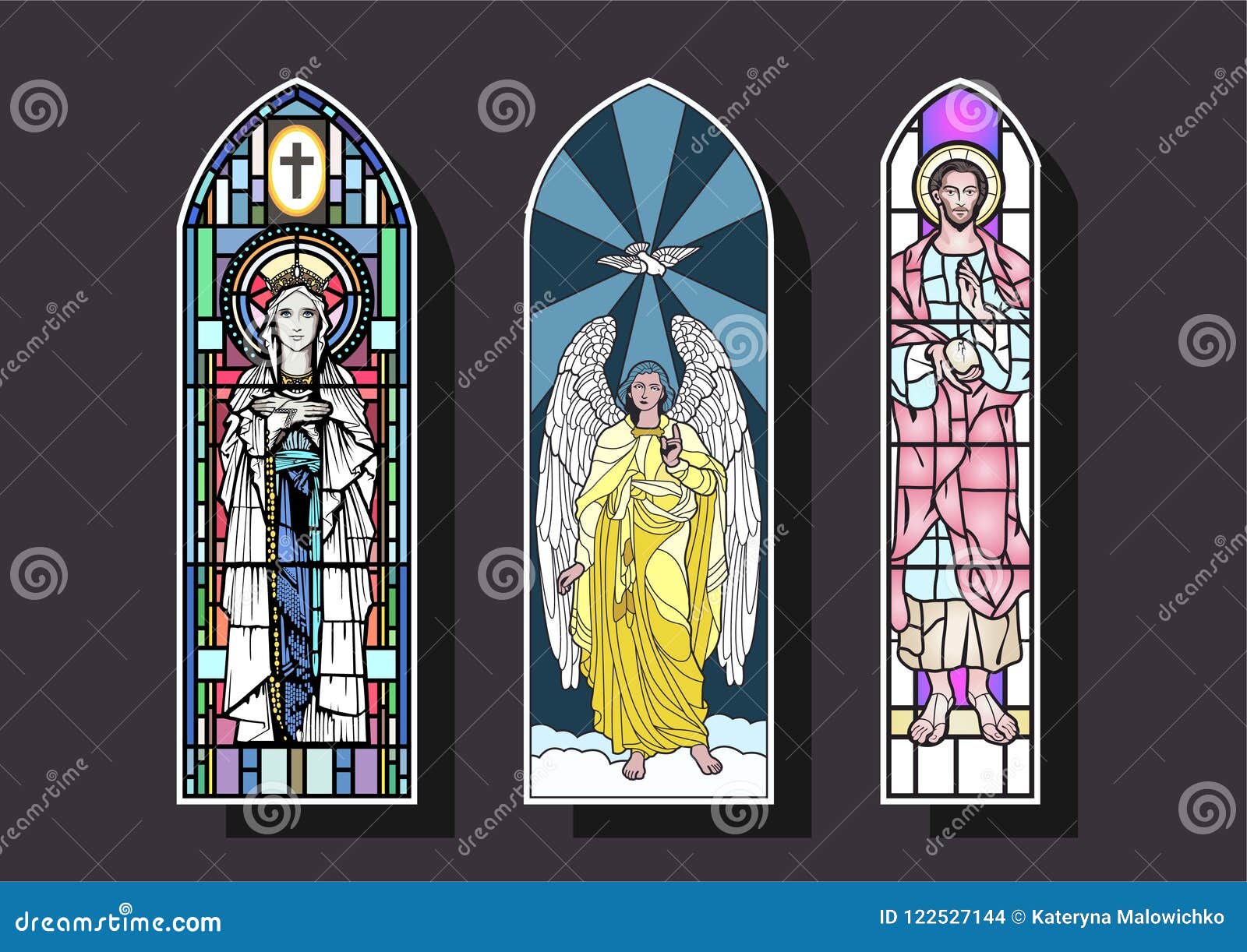 Sistema Del Vitral Del Vector Ilustración del Vector - Ilustración de ...