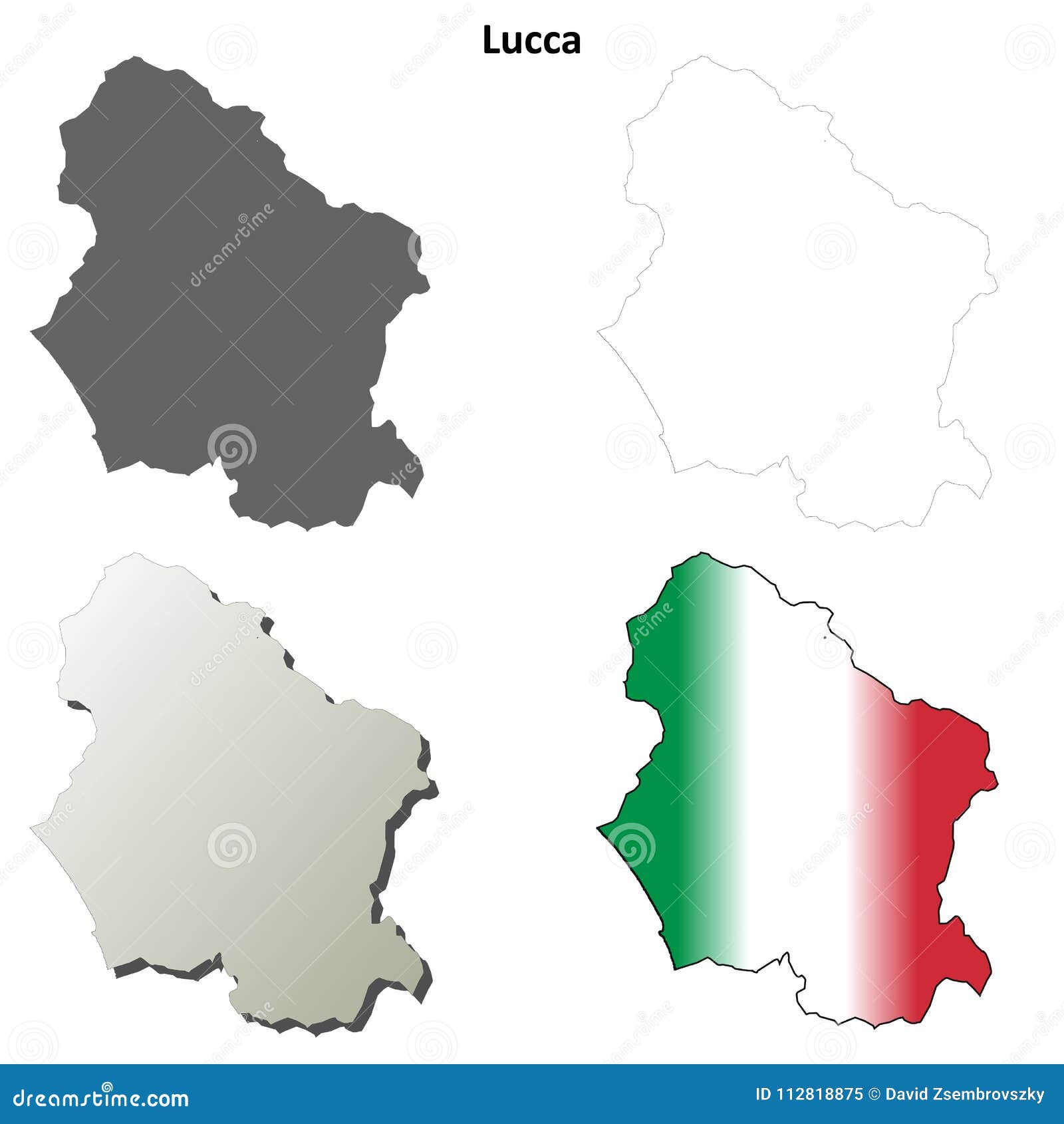 Sistema Detallado En Blanco Del Mapa Del Esquema De Lucca Ilustración ...