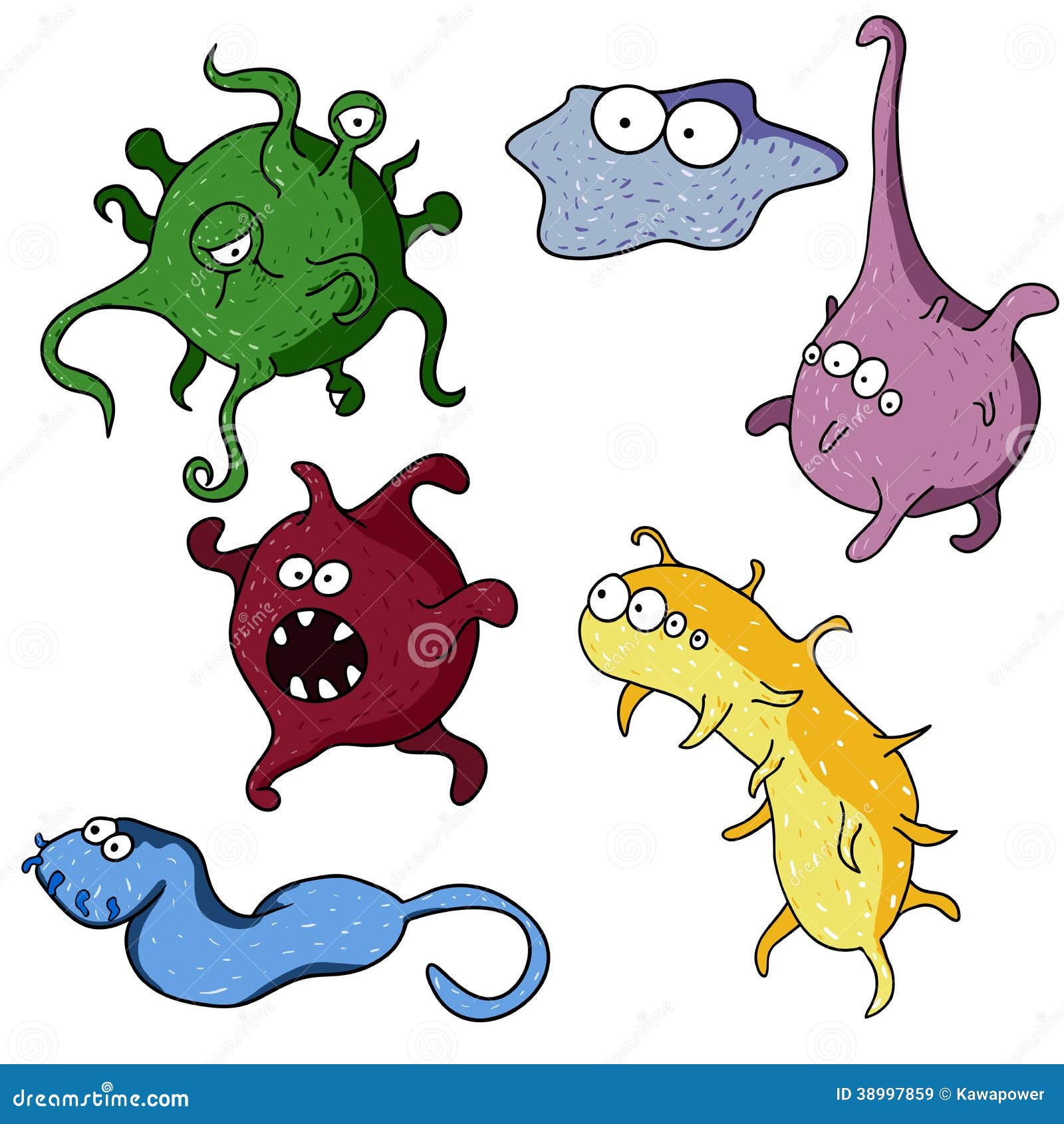 Sistema Dibujado Mano Del Vector De Bacterias Y De Microbios ...