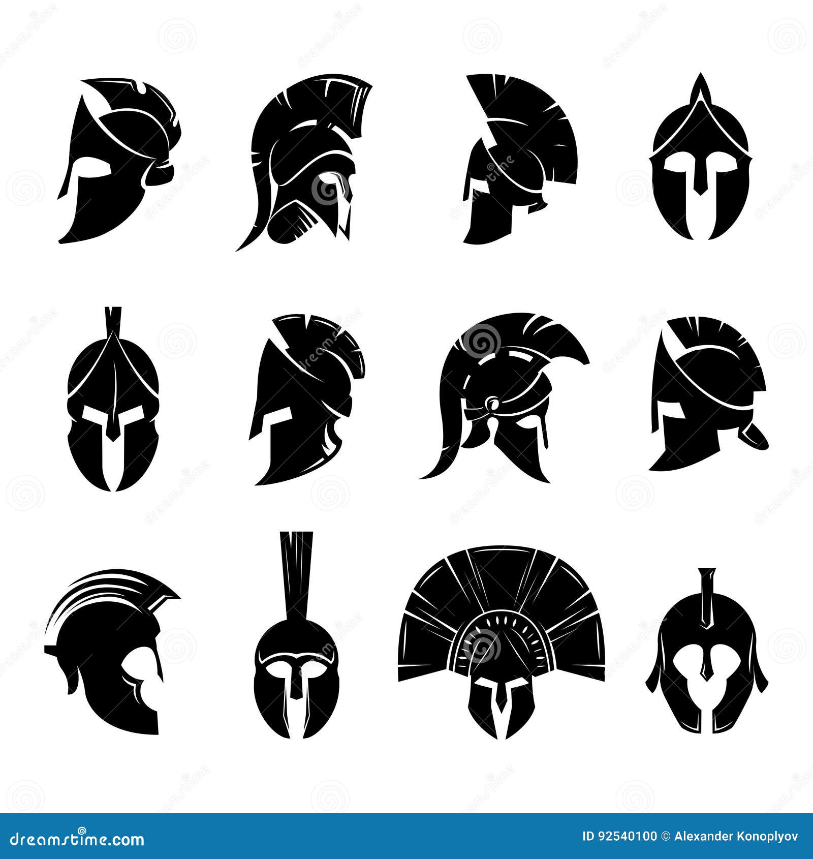 Sistema Espartano Del Vector Del Casco Ilustración del Vector ...