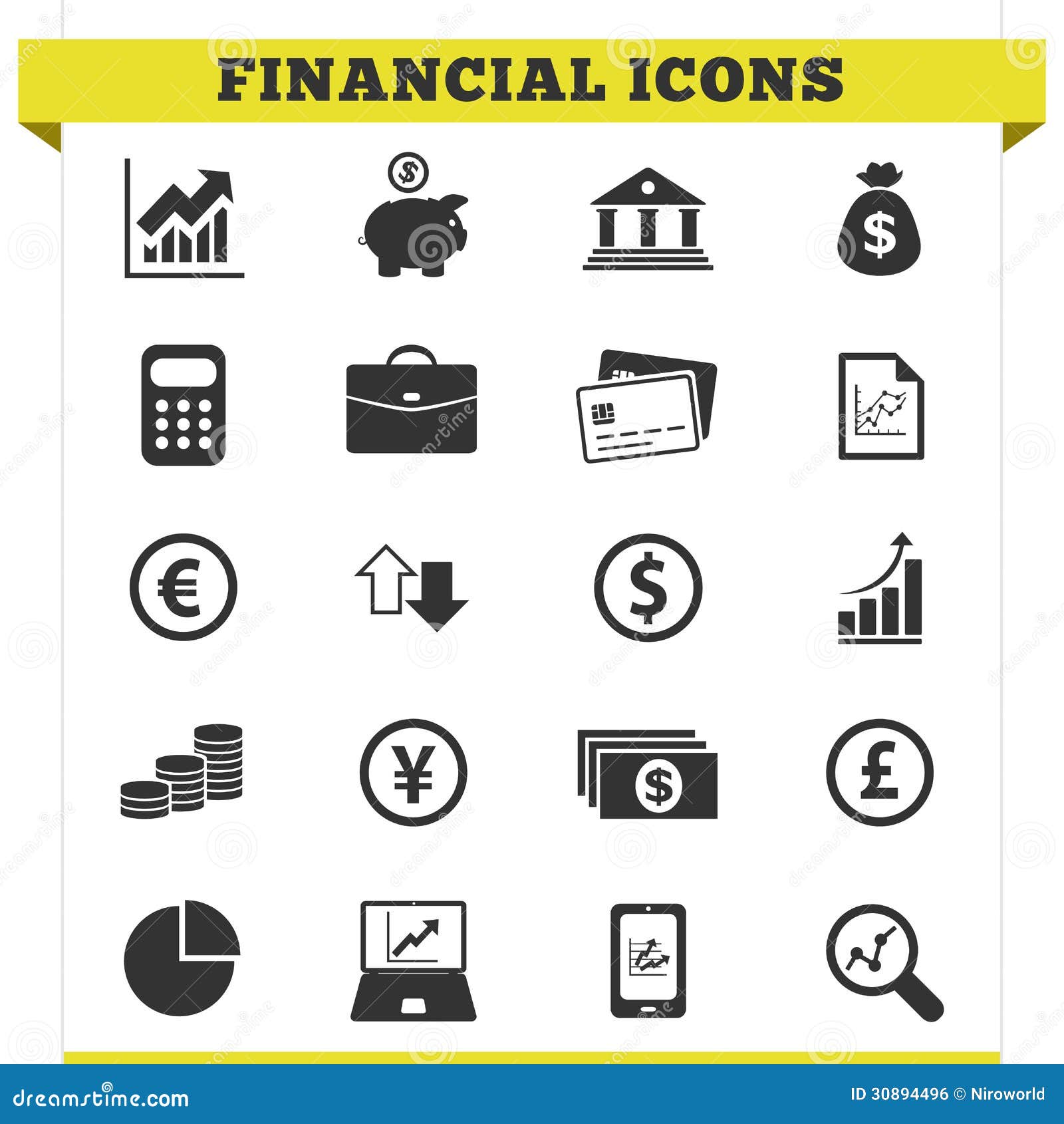 Sistema Financiero Del Vector De Los Iconos Ilustración del Vector ...