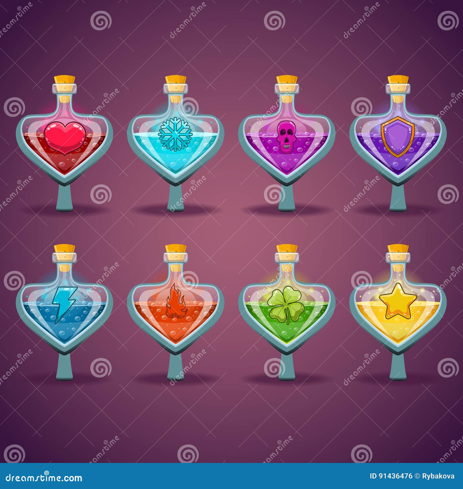 Sistema Grande Con Diverso Elixir Mágico Ilustración del Vector ...