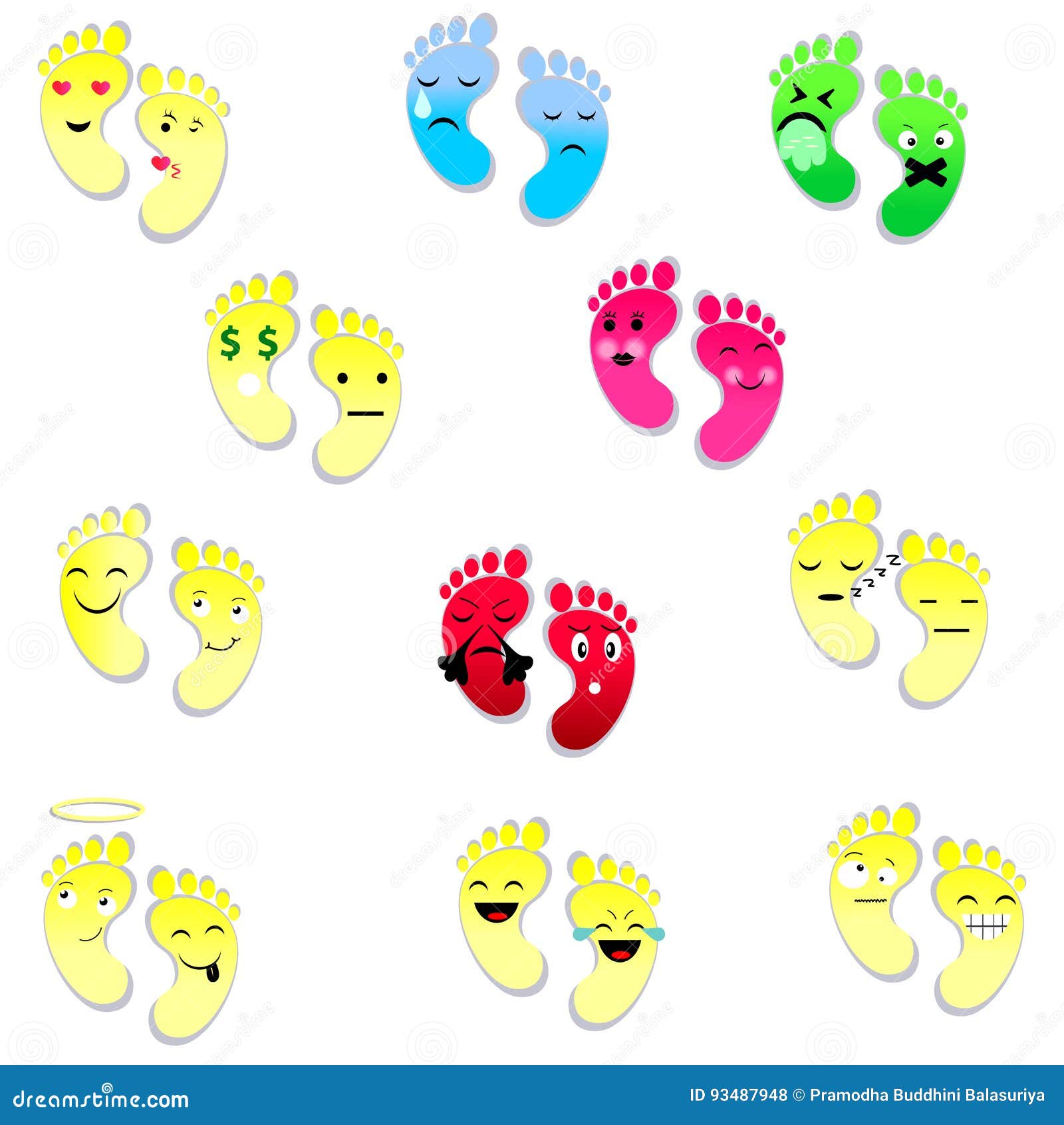 Sistema Grande Del Emoticon Del Pie Ilustración del Vector ...